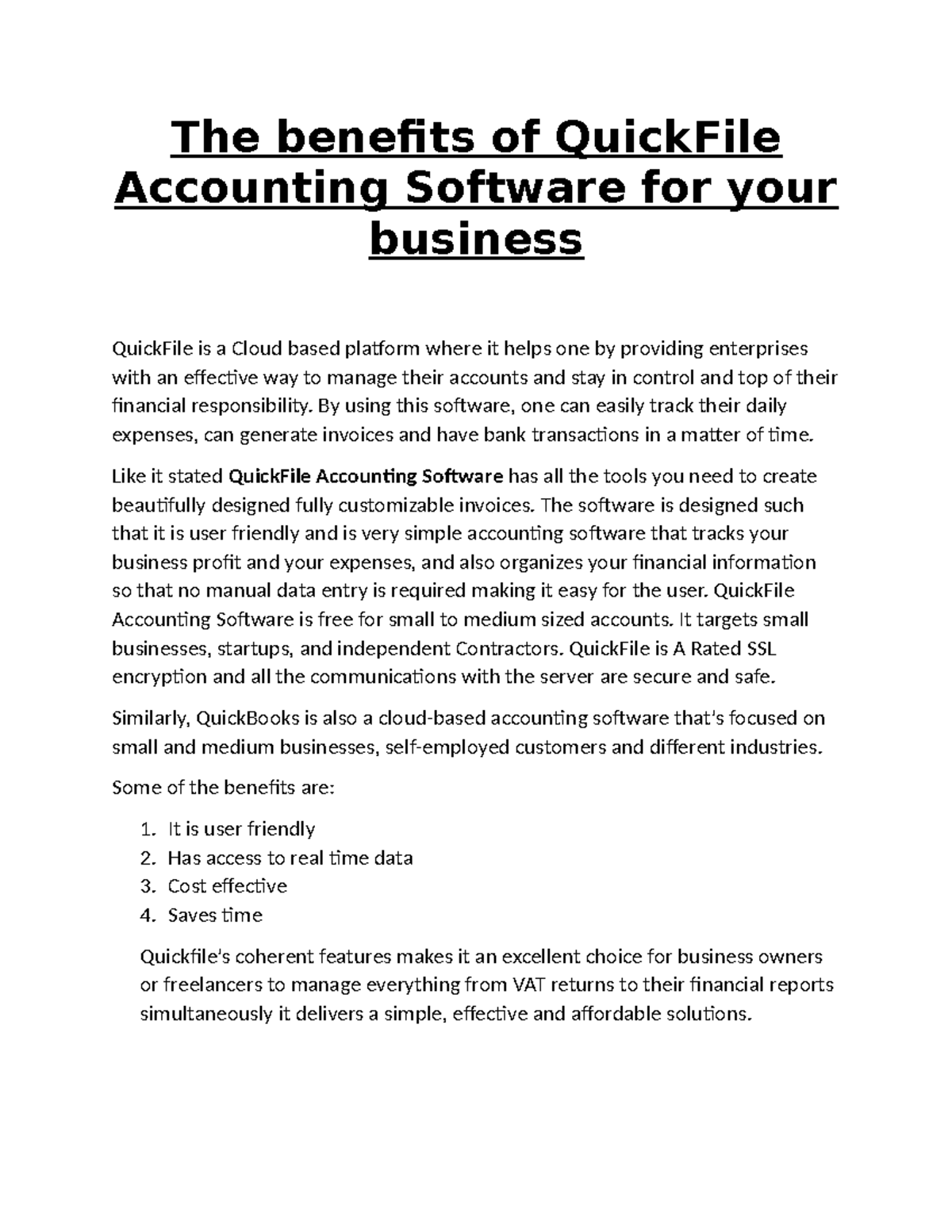 The benefits of Quick File Accounting Software for your business - The ...