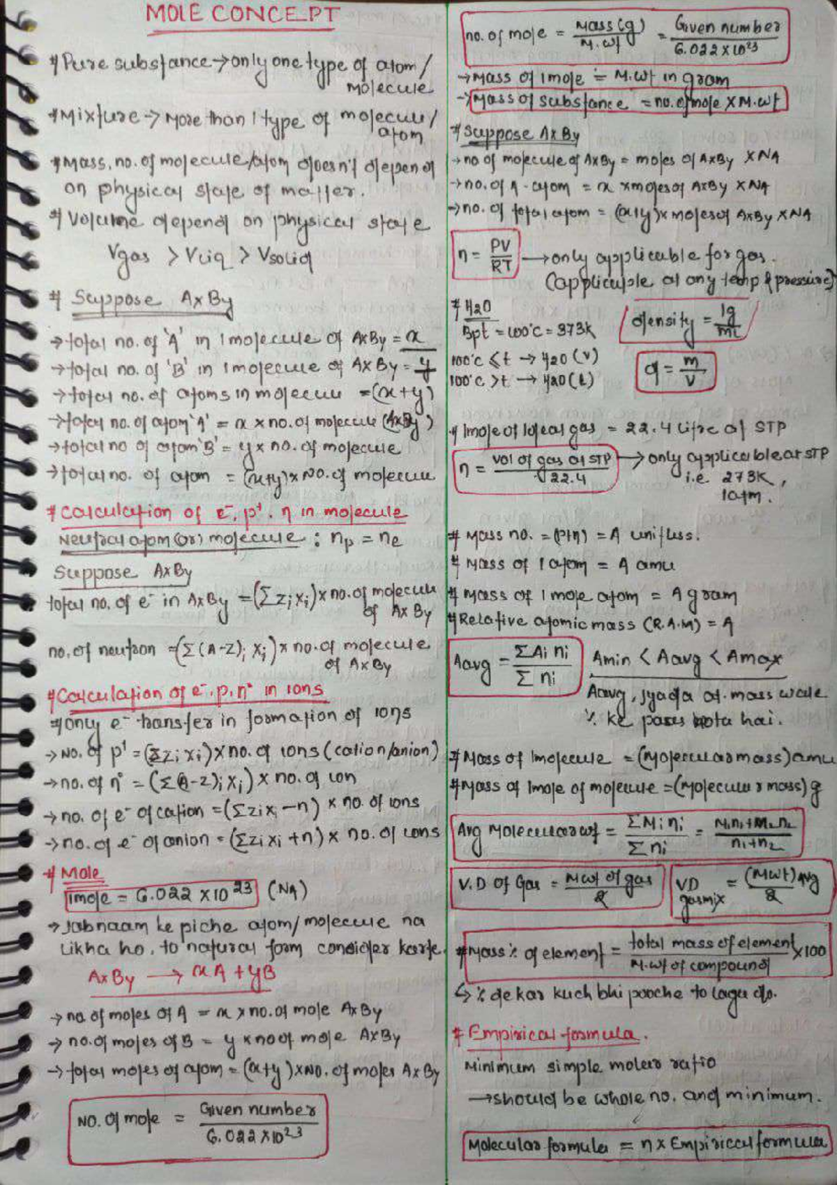 MOLE Concept Quick Revision Sheets for Chemistry (CHEM 101) - Studocu