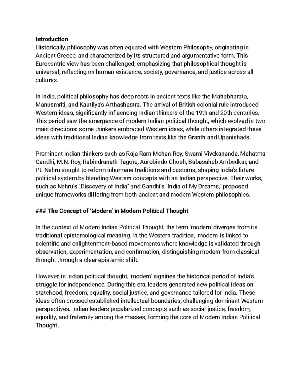 Modern Indian Political Thought (POL 101): Key Features and Themes ...