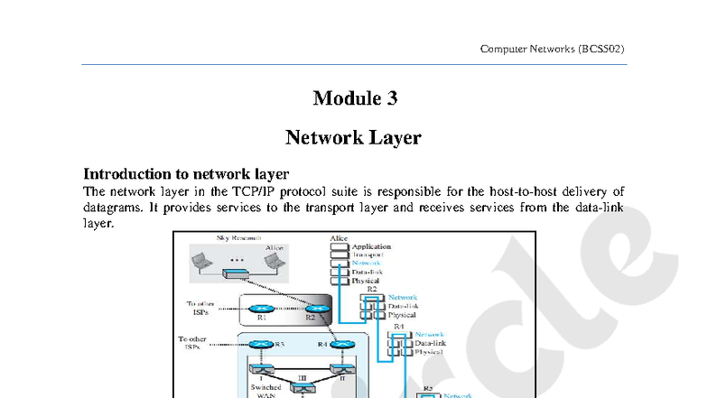 Computer Networks (BCS502) Module 3: Network Layer Overview - Studocu