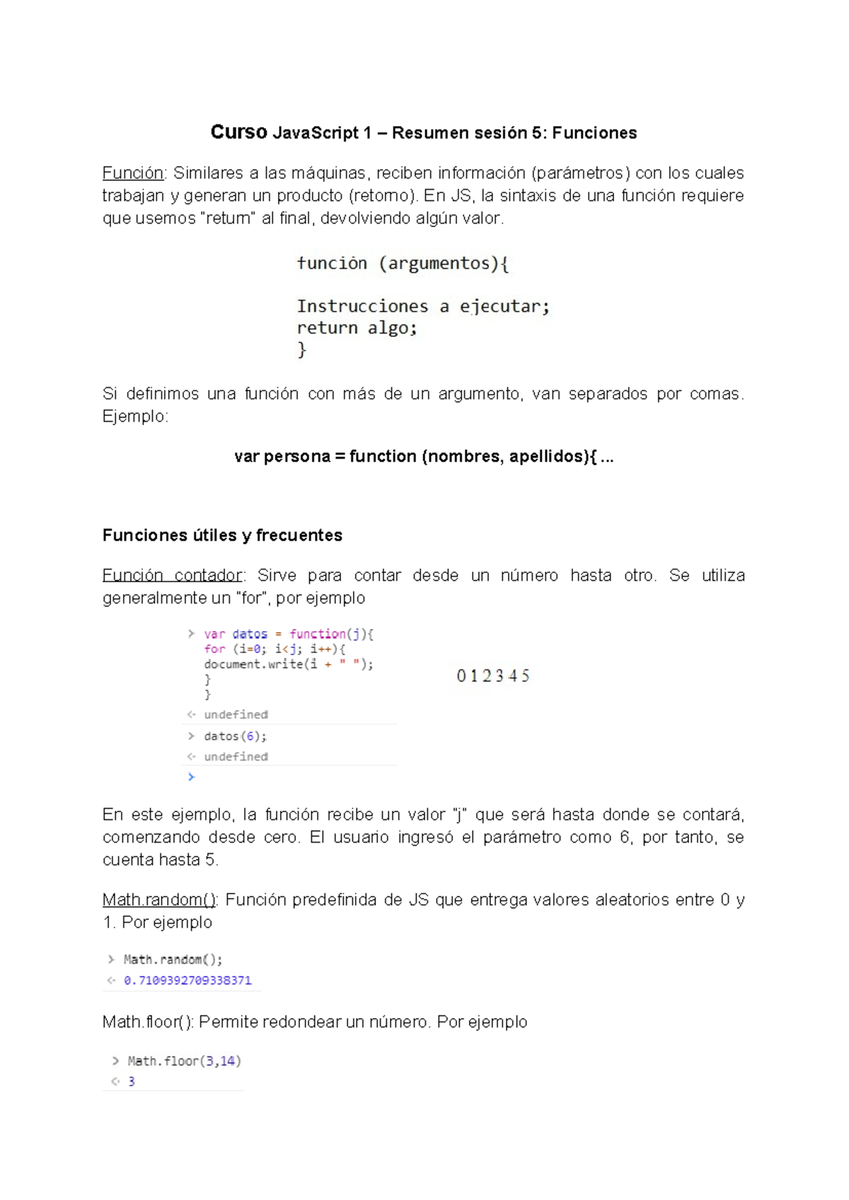 MJ1 Resumen Sesión 5 - Apuntes - Curso JavaScript 1 – Resumen sesión 5 ...
