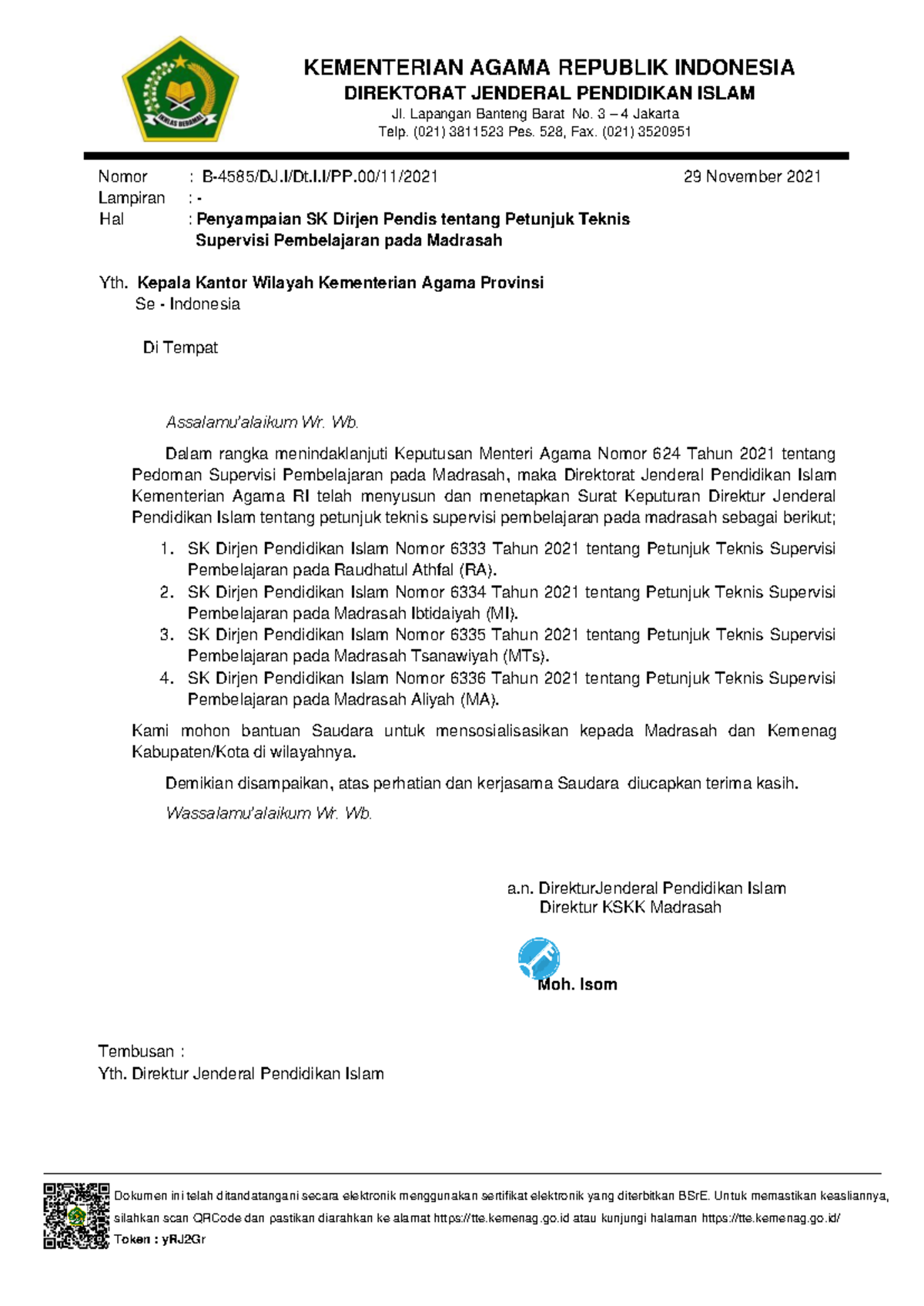 Petunjuk Teknis Supervisi Pembelajaran MTs - Kementerian Agama RI - Studocu