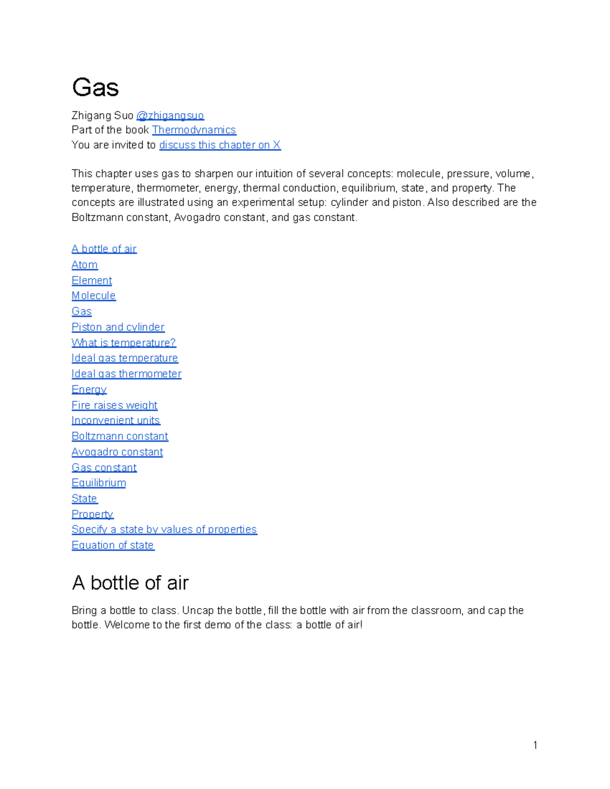 Thermodynamics Lecture Notes: Gas Behavior & Ideal Gas Laws (PHYS 301 ...