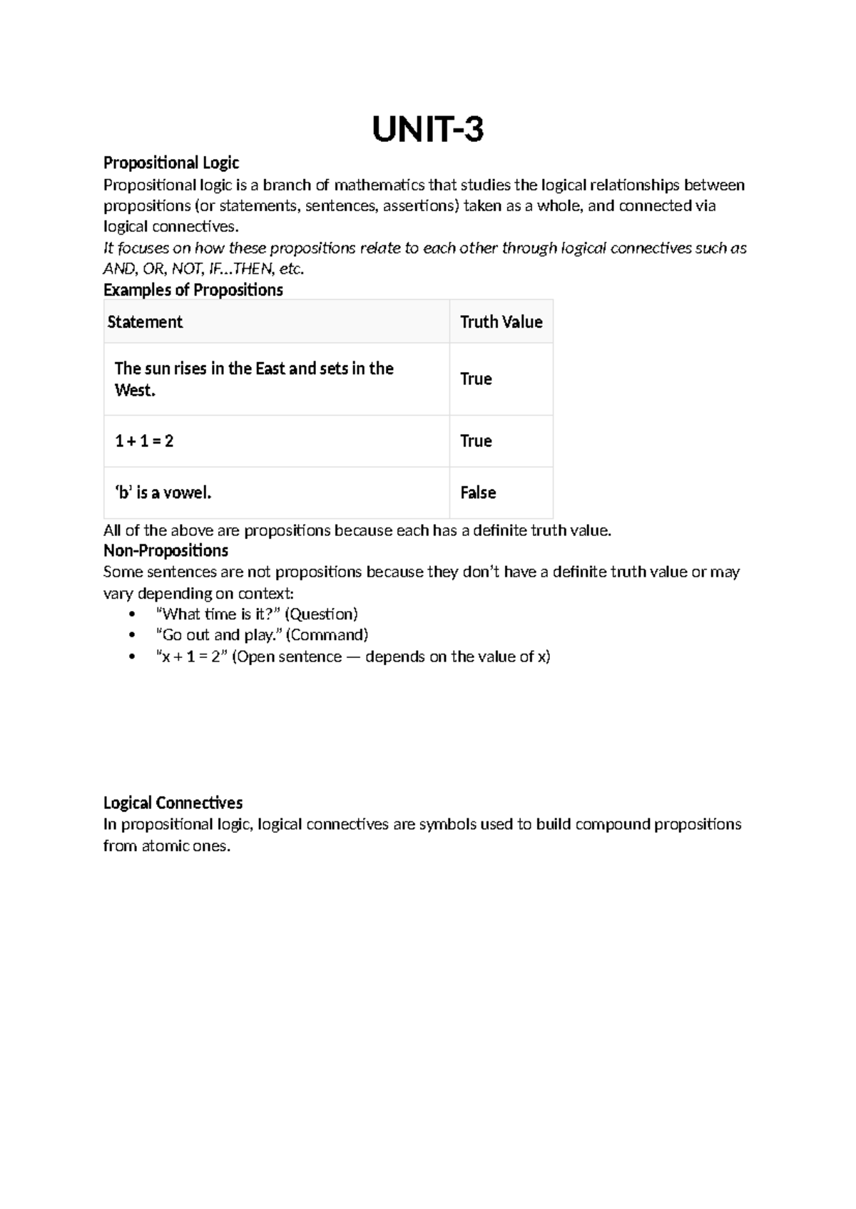 UNIT 3 - Propositional Logic and Logic Gates Notes for B.Tech - Studocu