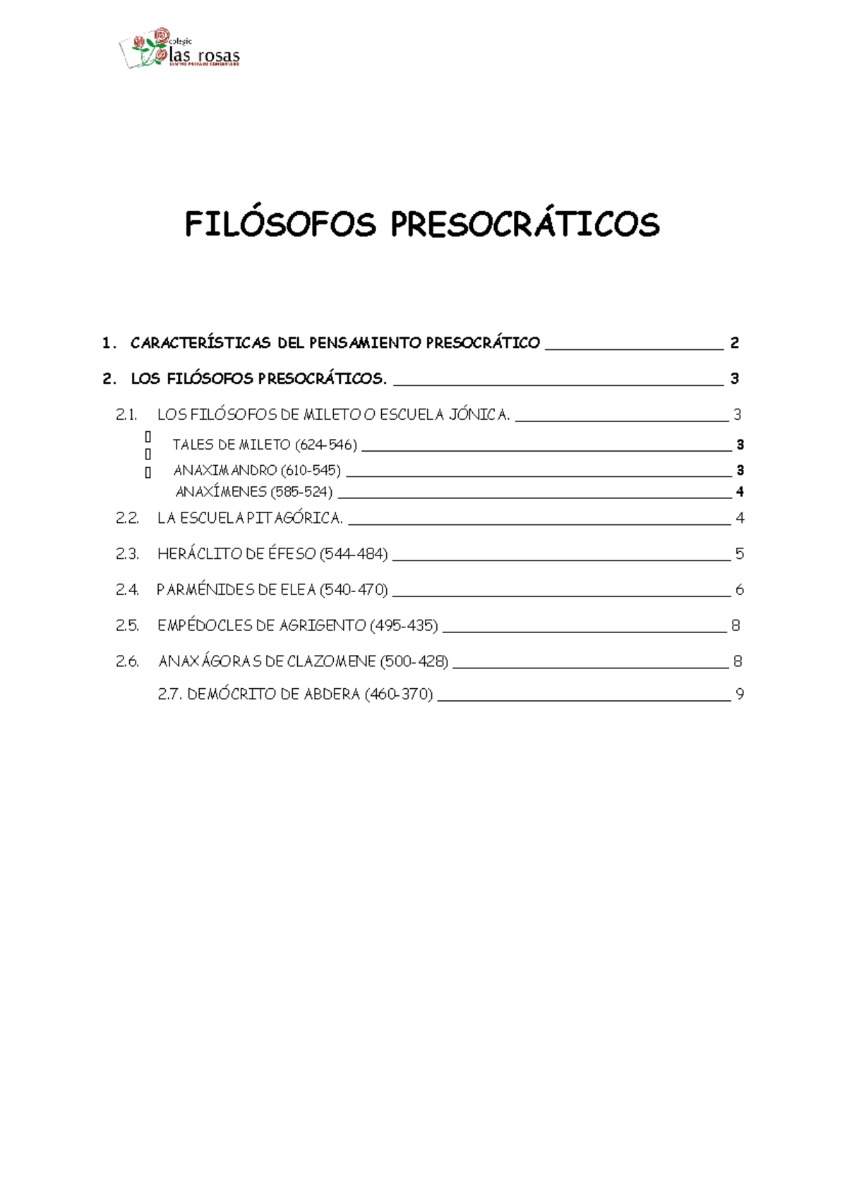 FIL 101: Características y Pensadores de la Filosofía Presocrática ...