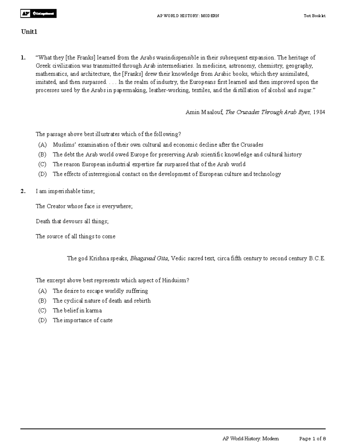 AP WORLD HISTORY: MODERN Unit 1 Study Guide and Notes - Studocu