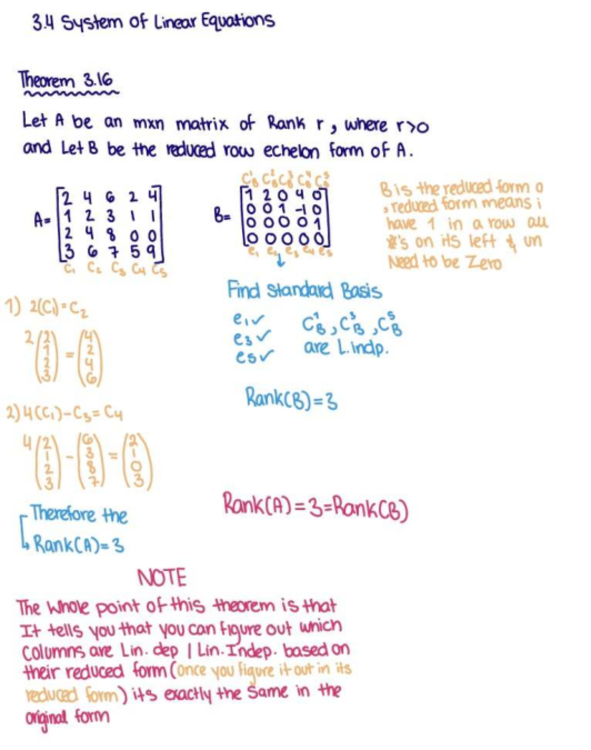 Math251 3 - Linear Algebra: System of Linear Equations Theorem - Studocu