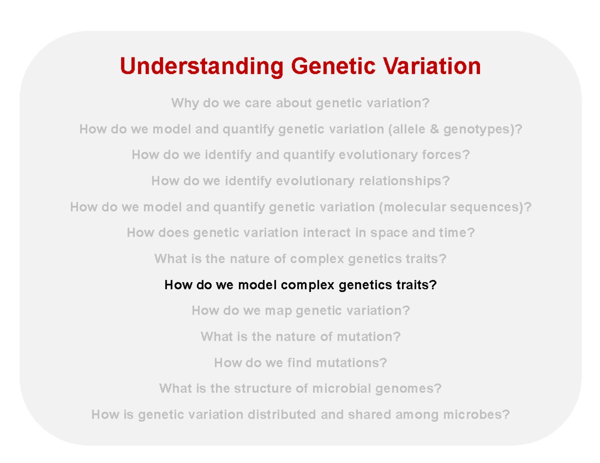 Lecture Notes on Genetic Variation and Heritability - Studocu