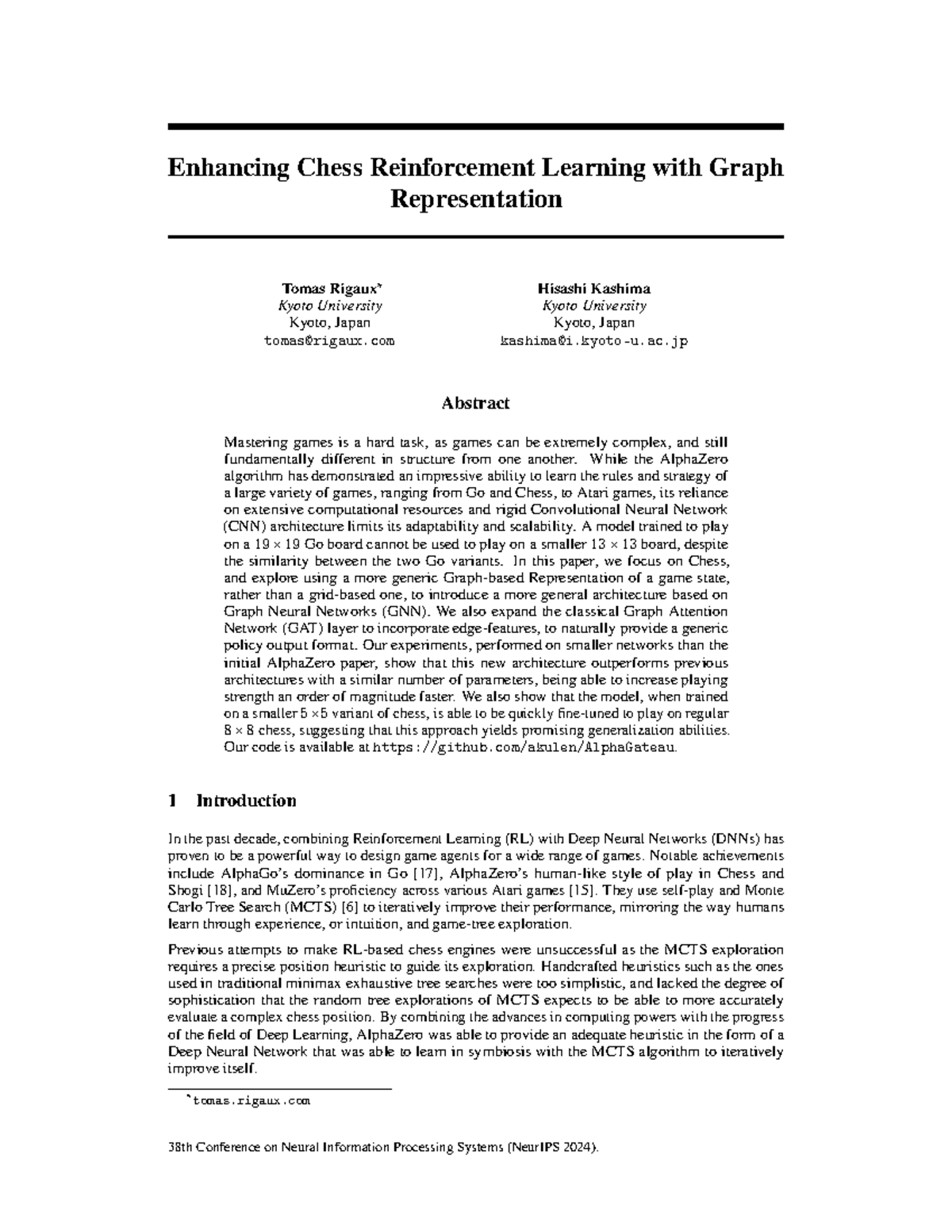 NeurIPS 2024: Enhancing Chess RL with Graph Representation Techniques ...