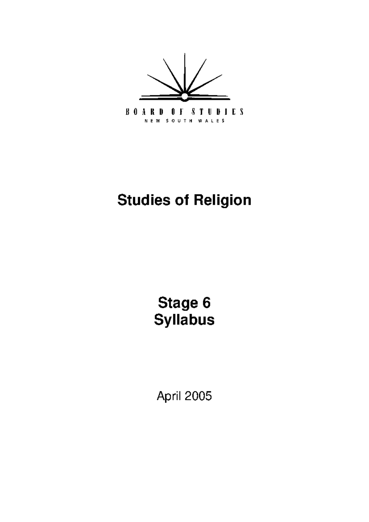 Studies of Religion Stage 6 Syllabus Overview and Key Objectives - Studocu