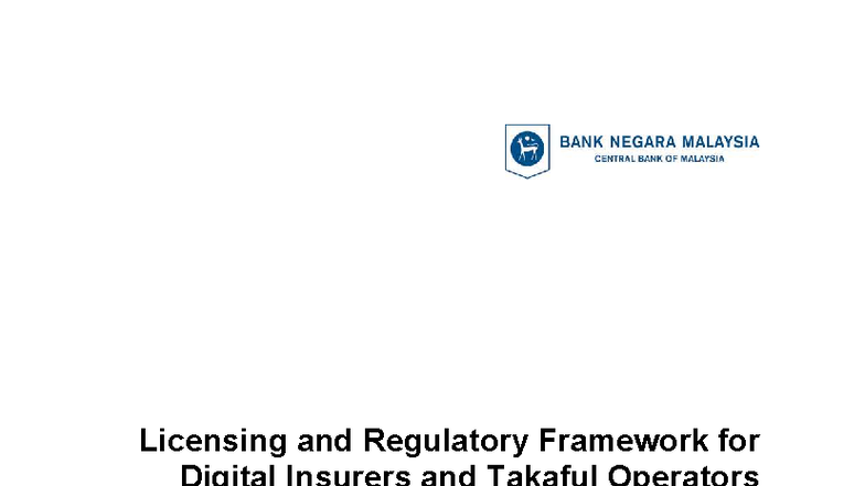 Licensing and Regulatory Framework for Digital Insurers and Takaful ...