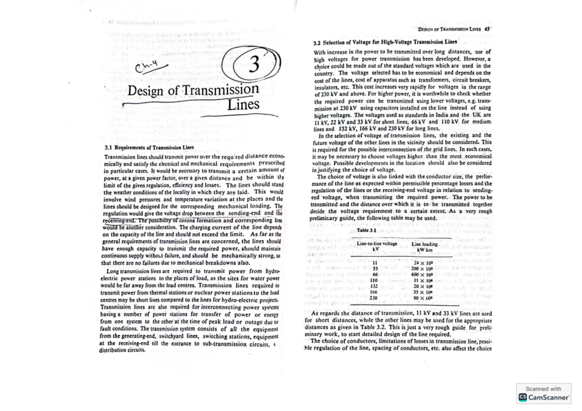 DESIGN OF TRANSMISSION LINES - EE 63 Numerical Analysis and ...