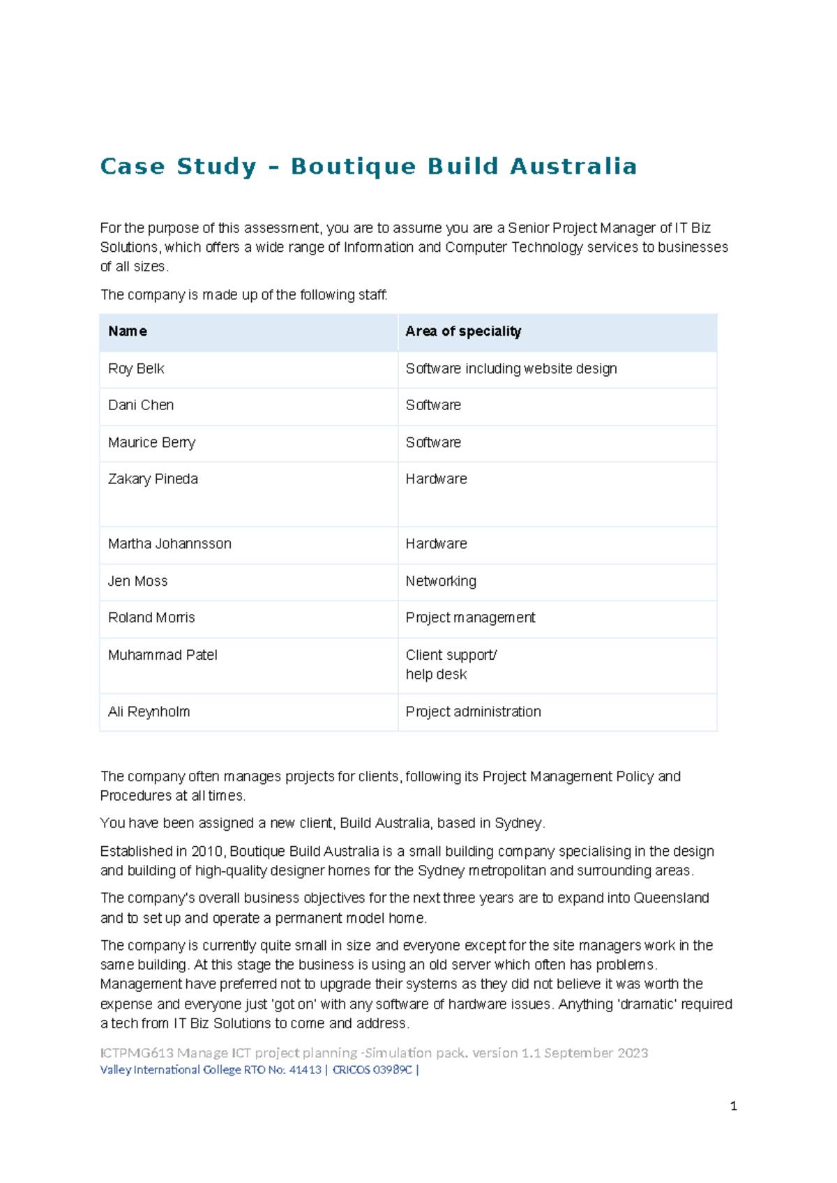 ICTPMG613 Case Study: Project Management for Boutique Build Australia - Studocu