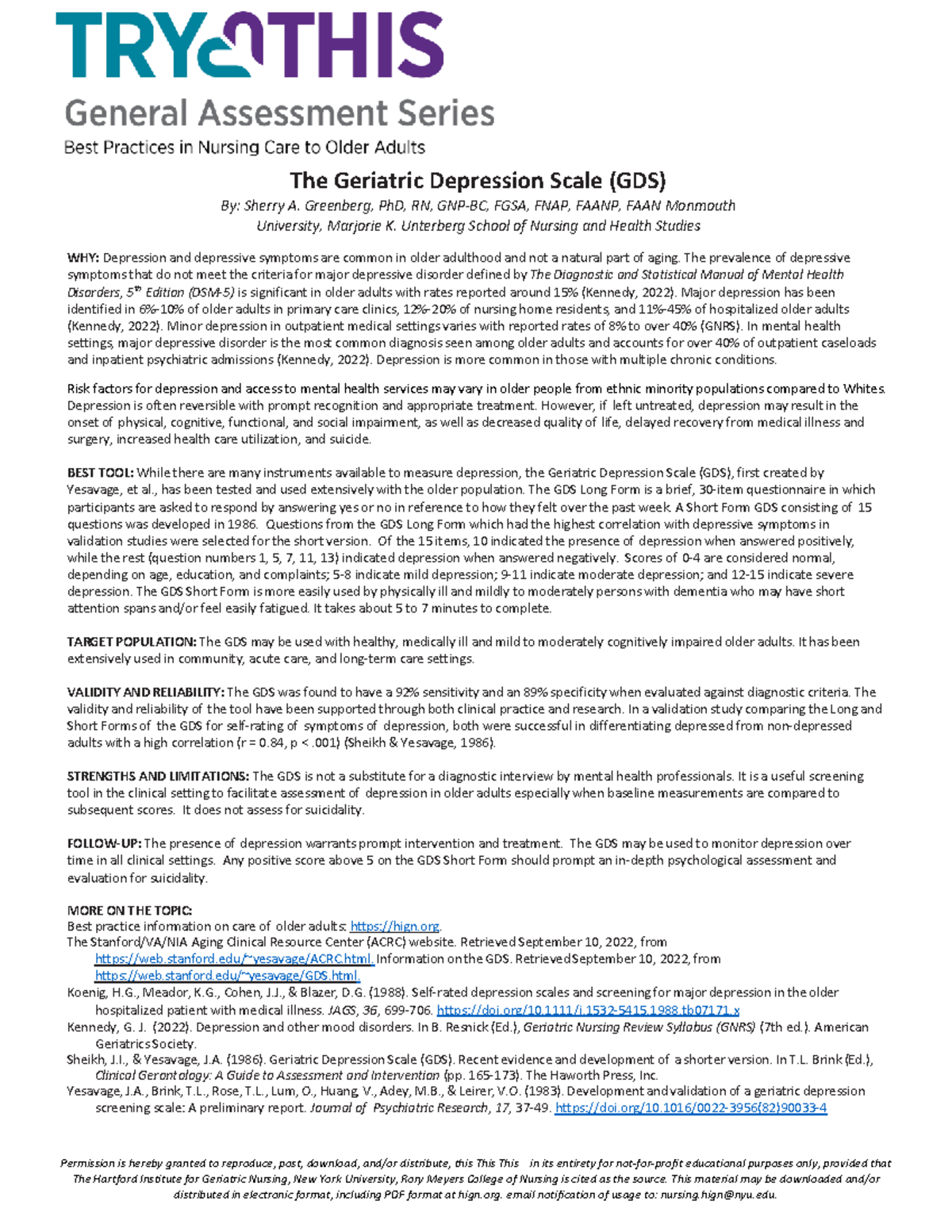 GDS General Assessment: Understanding the Geriatric Depression Scale ...