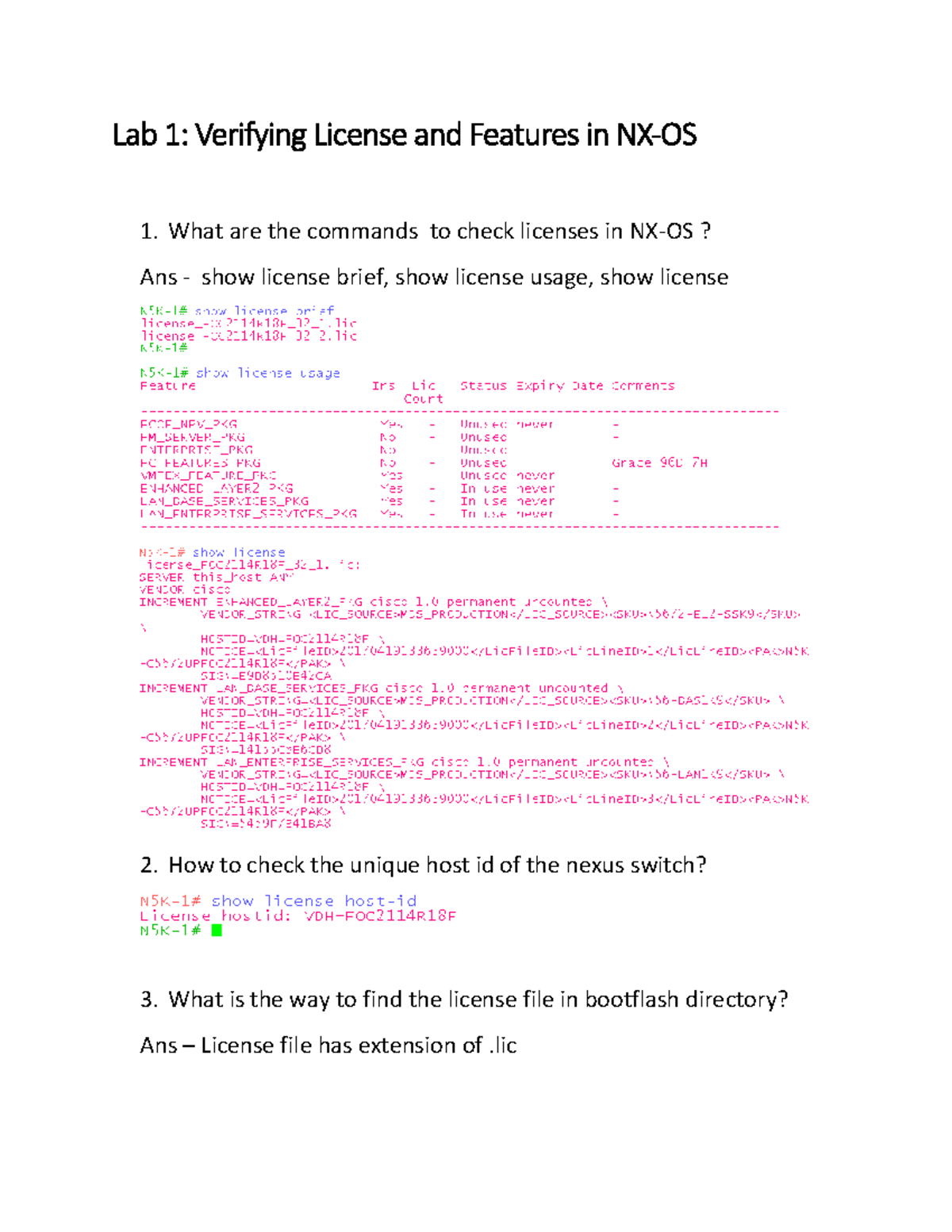 Nexus Lab Workbook: License Verification & FEX Configuration - Studocu