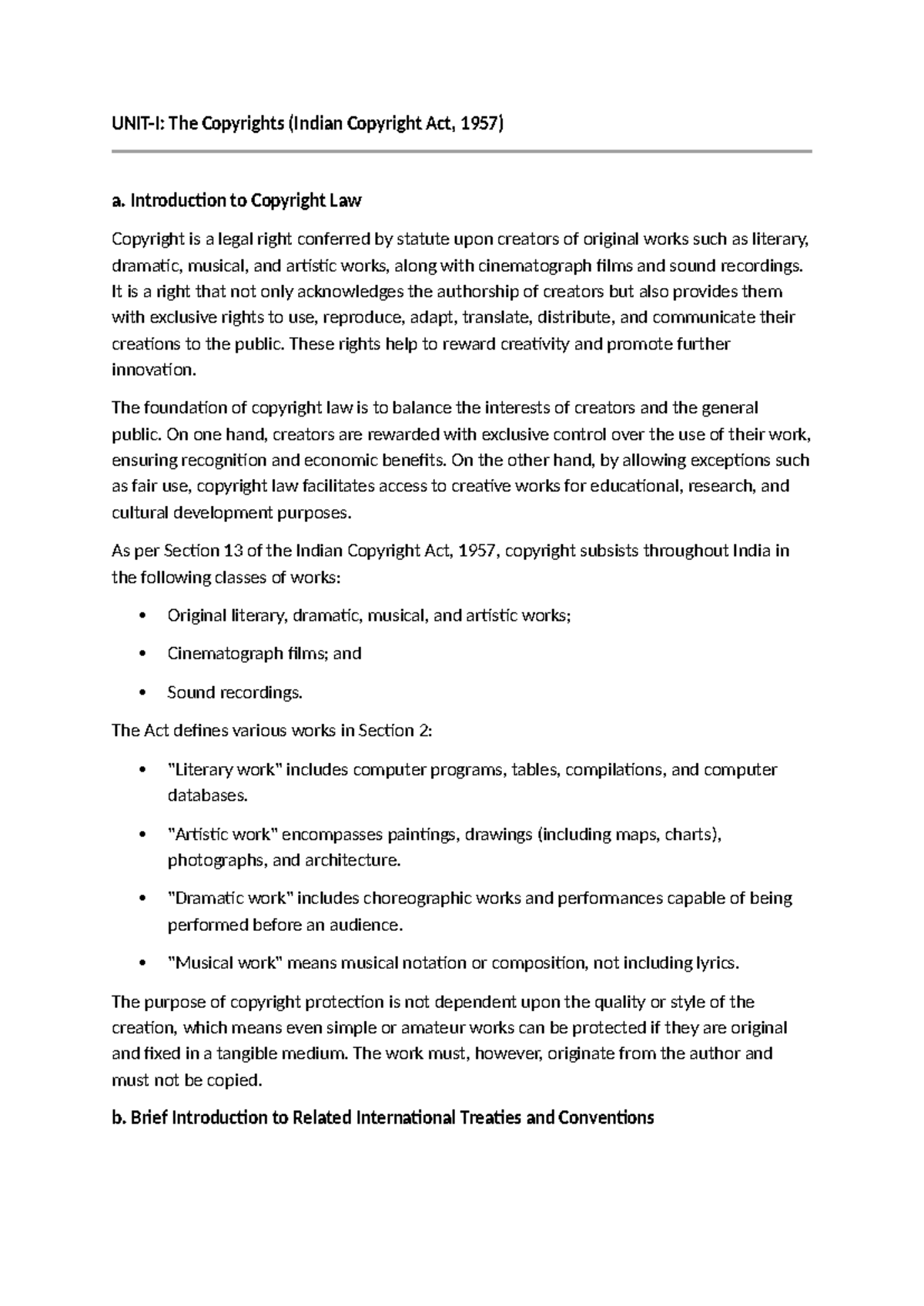 Notes on IPR Law (Unit 1 & 2) - Copyrights & Trademarks Overview - Studocu