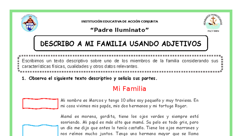 Ficha Mierc Comun: Describo a Mi Familia Usando Adjetivos - Studocu