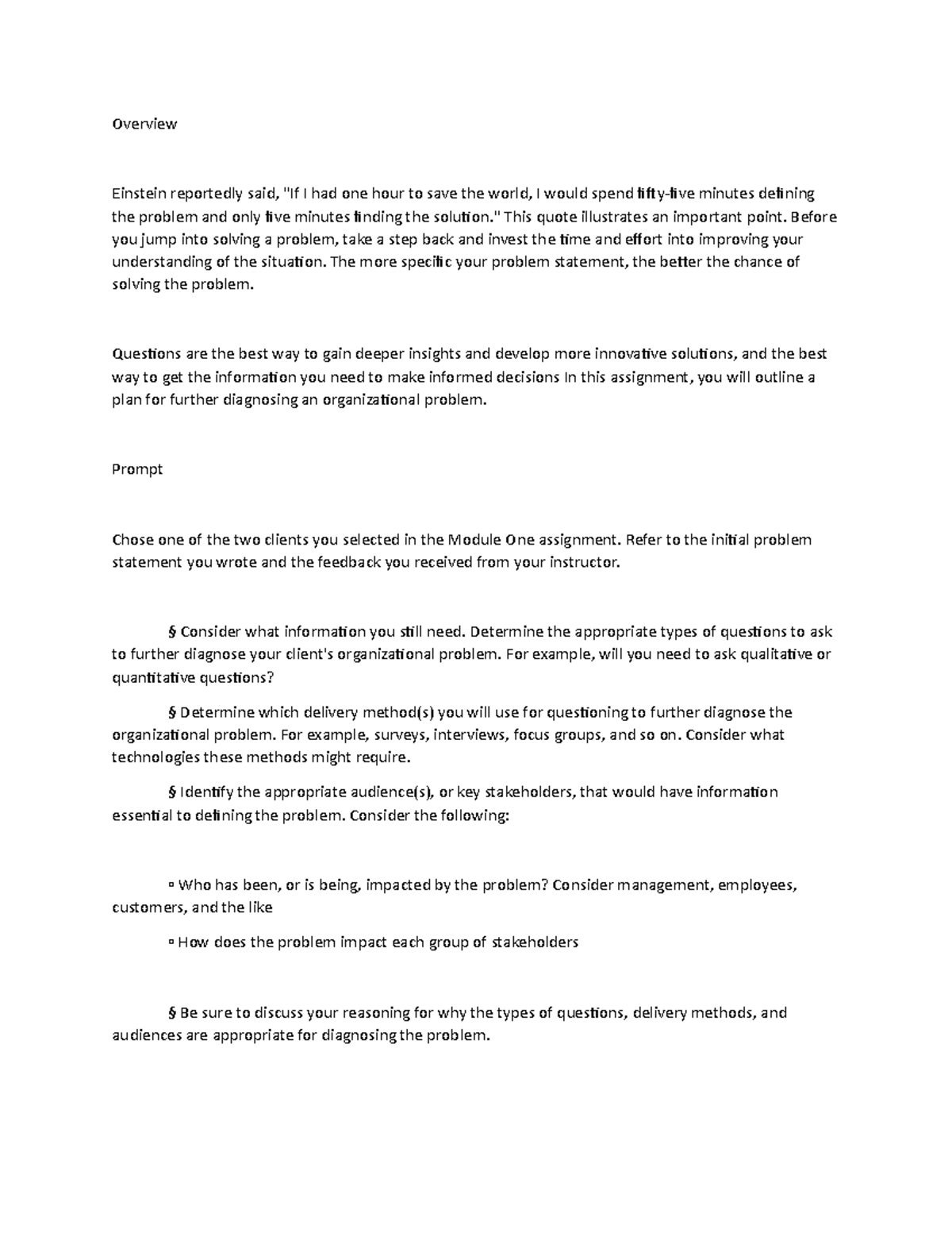 DAT 223 Module Two Assignment: Diagnosing Organizational Problems - Studocu