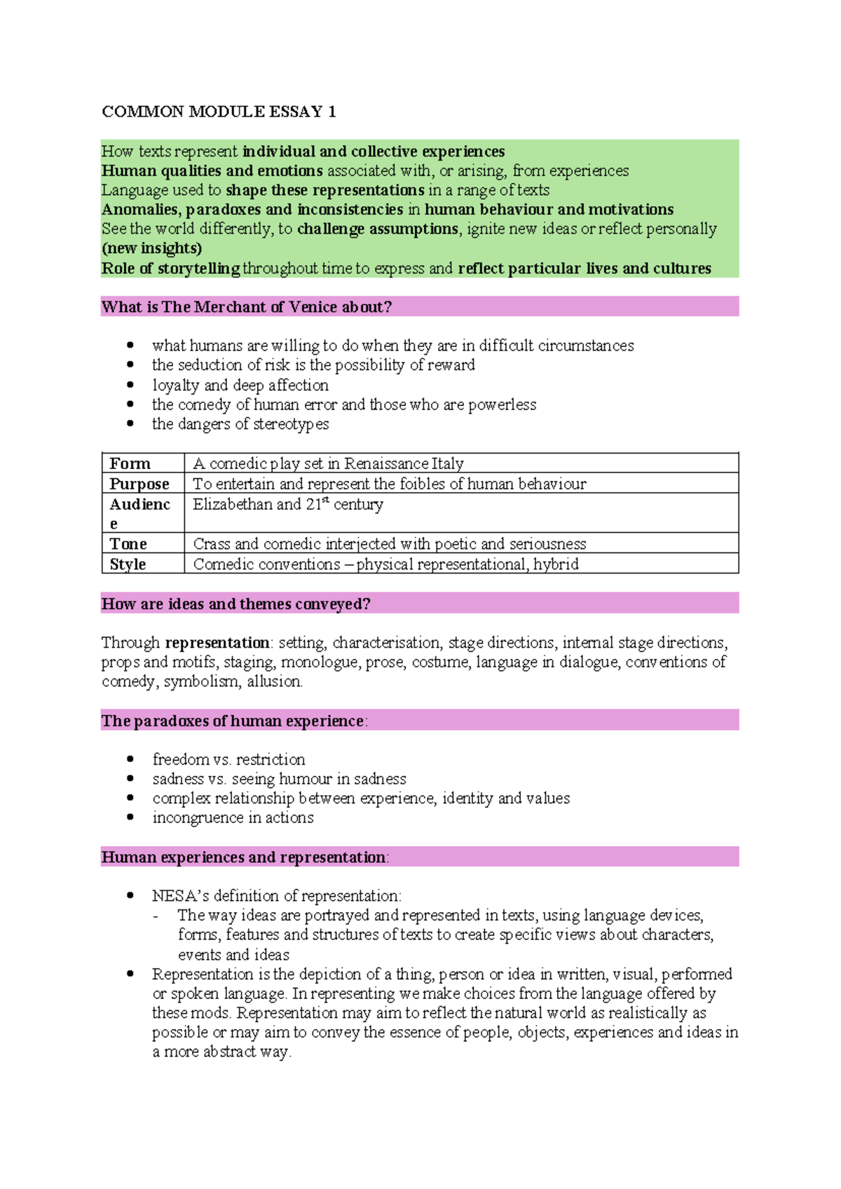 TMOV Essay Notes: Exploring Representation in The Merchant of Venice ...