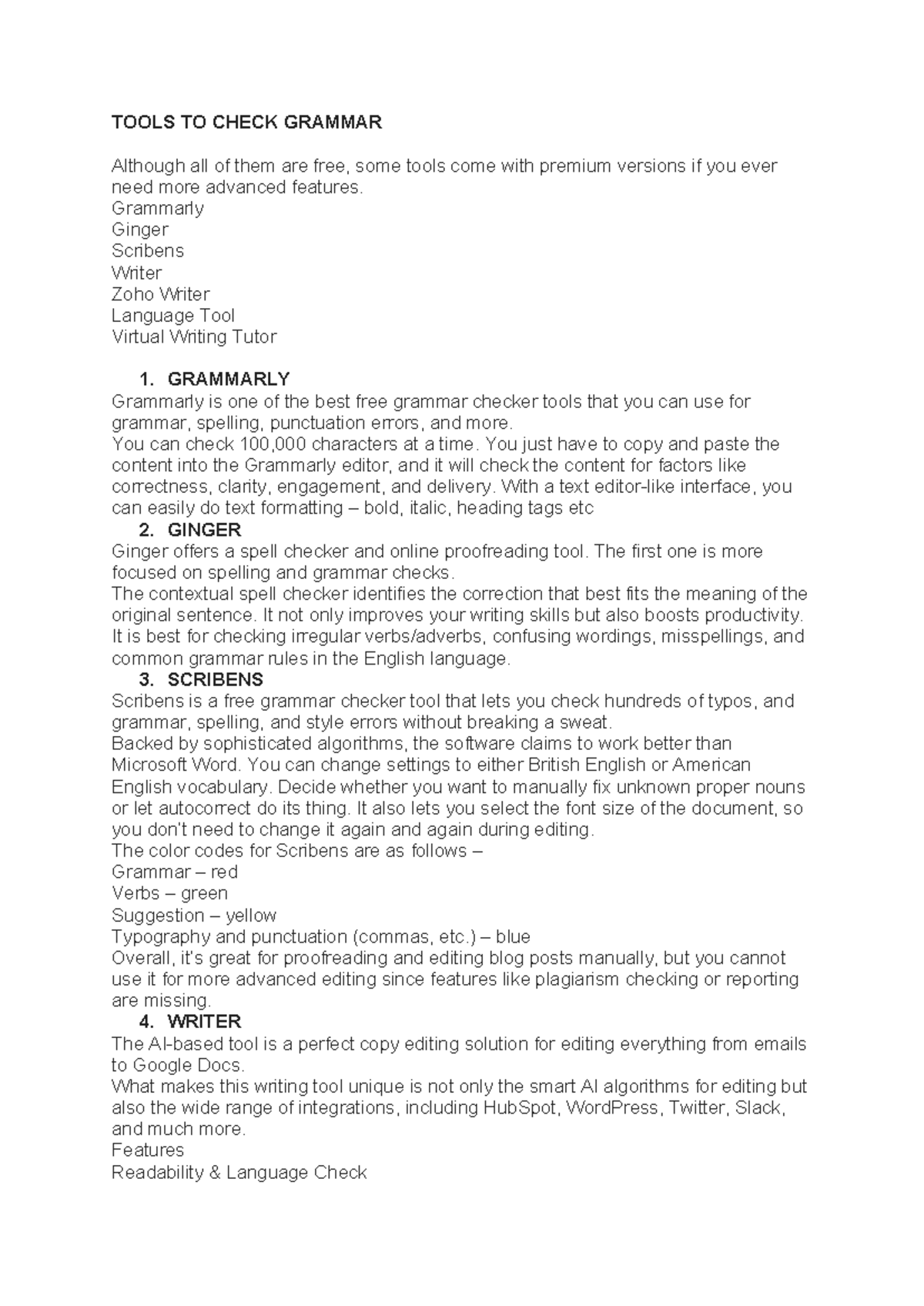 Grammar Check Tools: A Comprehensive Overview of Free Options - Studocu