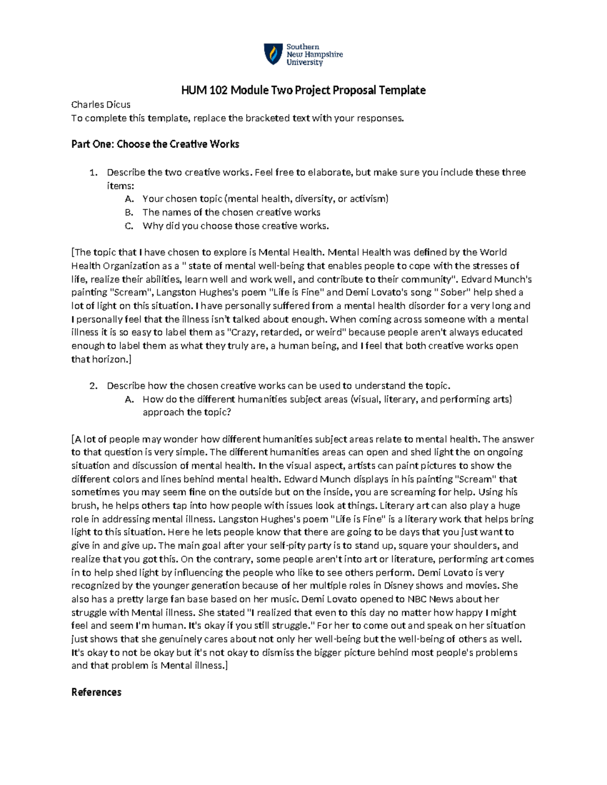 HUM 102 Module Two Project Proposal Template (2) turned in - HUM 102 ...