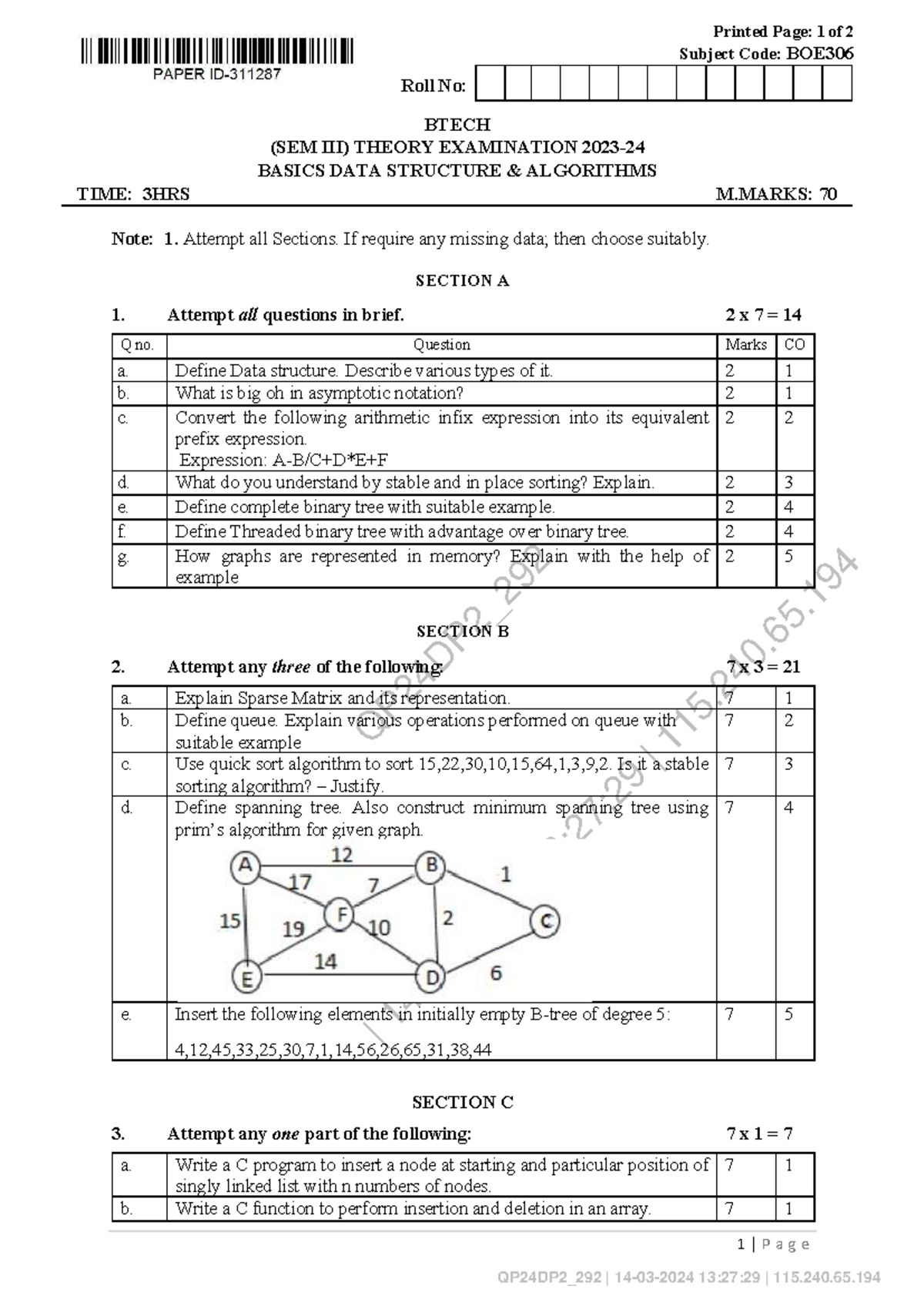 BOE306 Final Exam: Data Structures & Algorithms Overview - Studocu