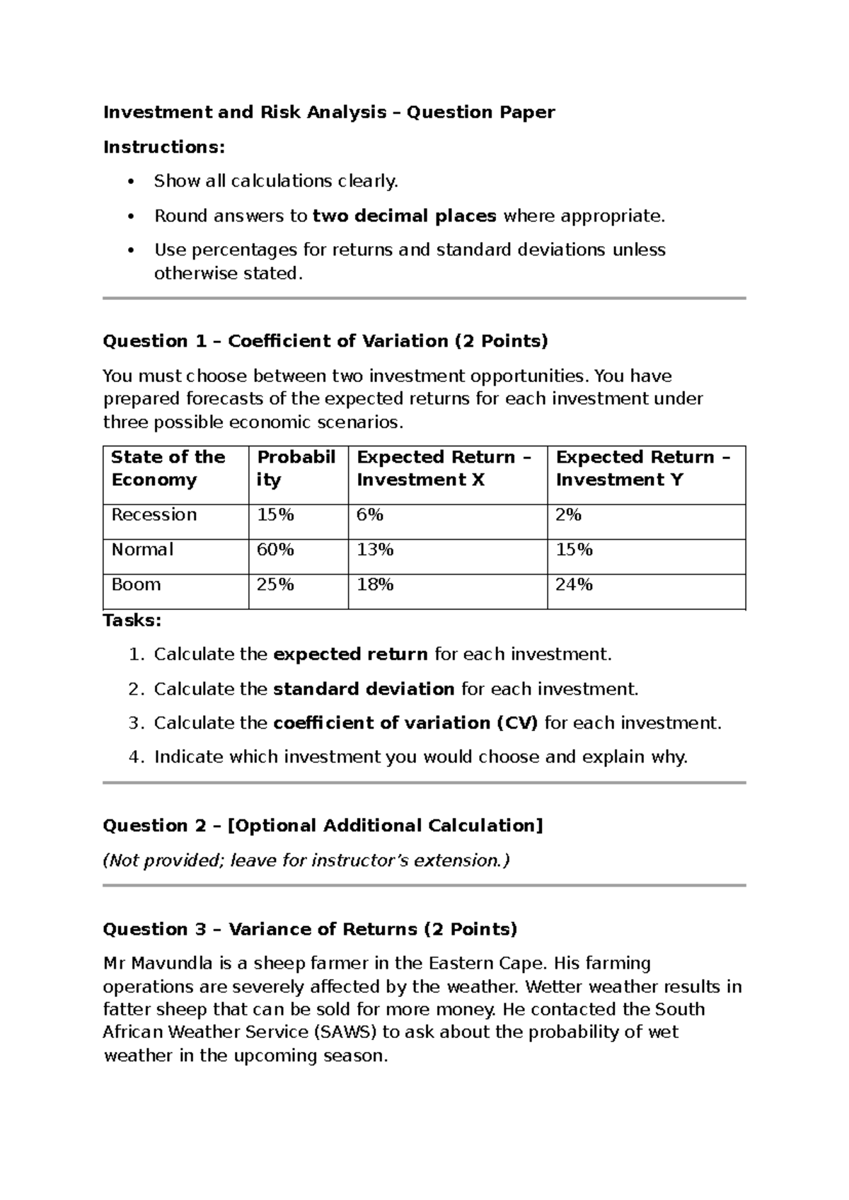 LA 3 Investment & Risk Analysis Online Test Notes - Studocu