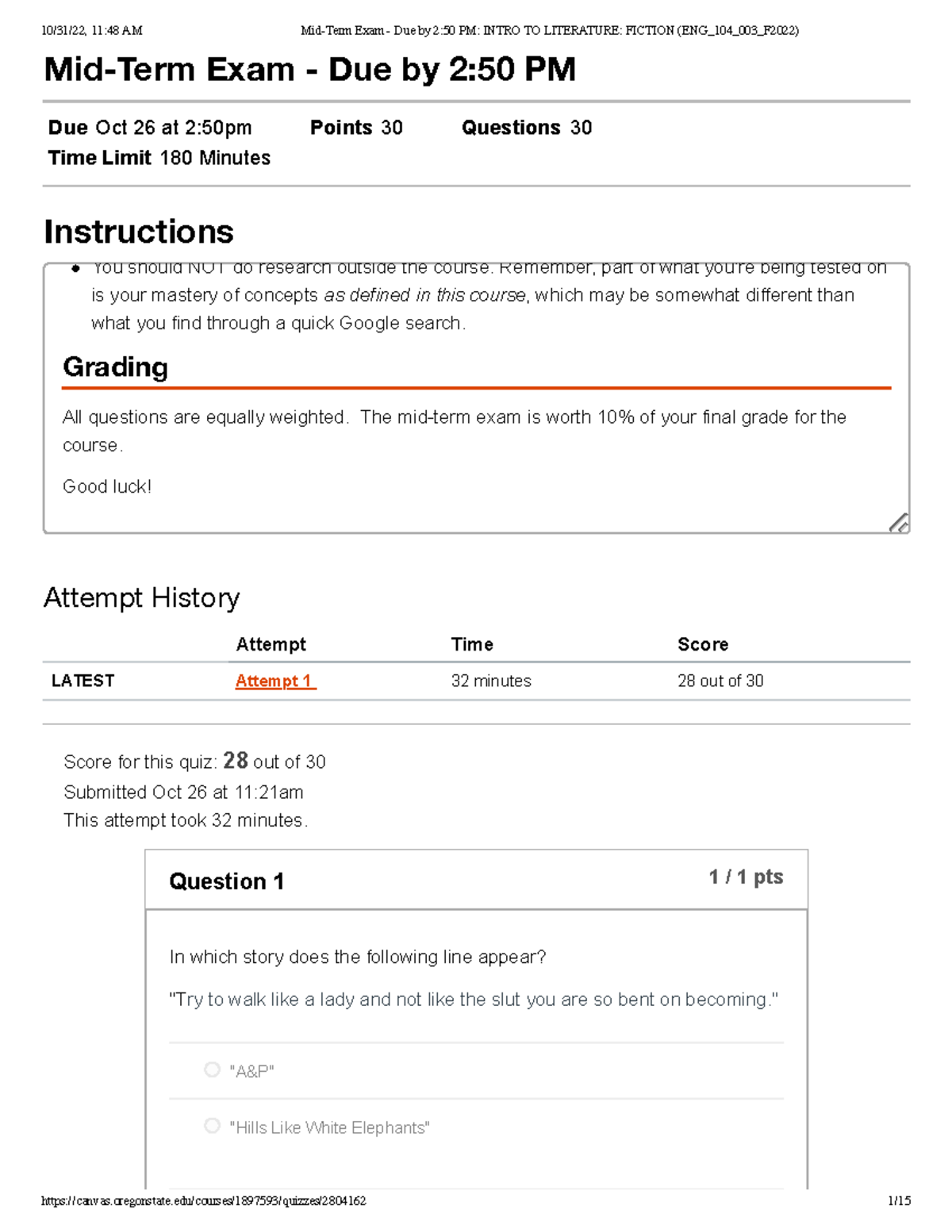 Midterm Exam: Literary Concepts & Analysis - Course Code: ENG101 - Studocu