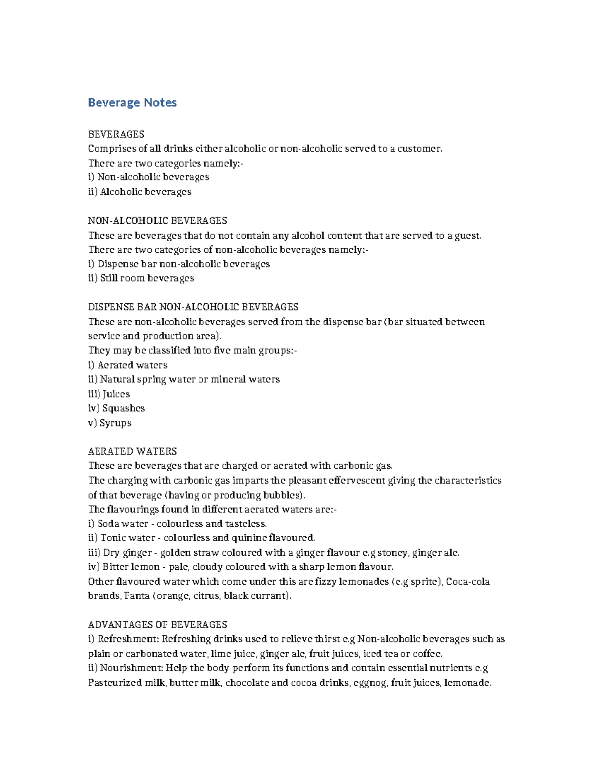 Beverage Notes: Comprehensive Overview of BEVERAGES and Alcoholic ...