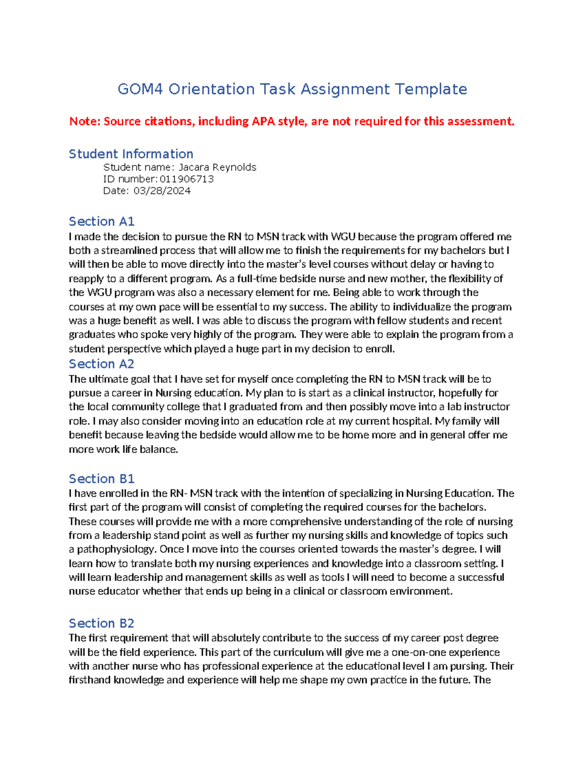 Orientation Task Template - GOM4 Orientation Task Assignment Template Note: Source citations ...