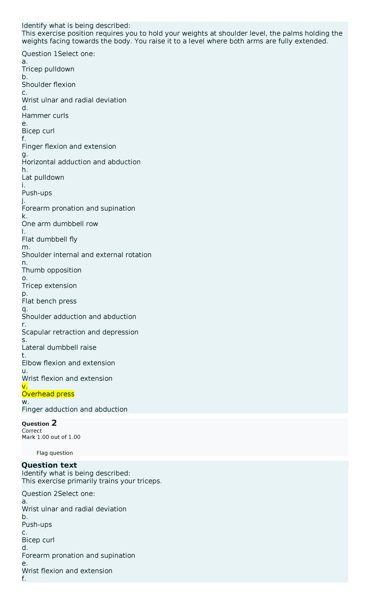 Final Quiz 1 - PHYSICAL EDUCATION Exercise Identification Questions ...