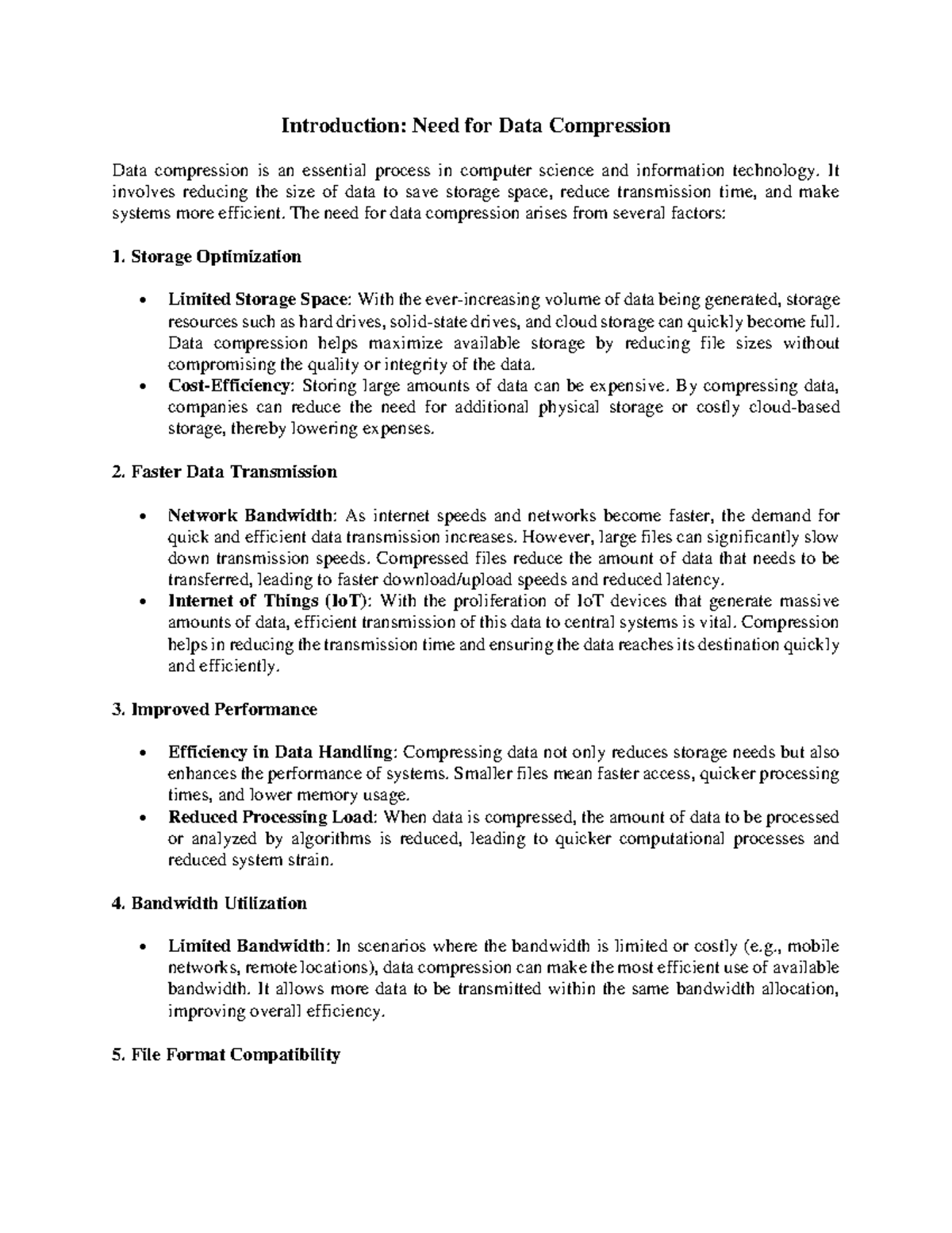 Unit IV - Data Compression and Coding Notes for Computer Science - Studocu