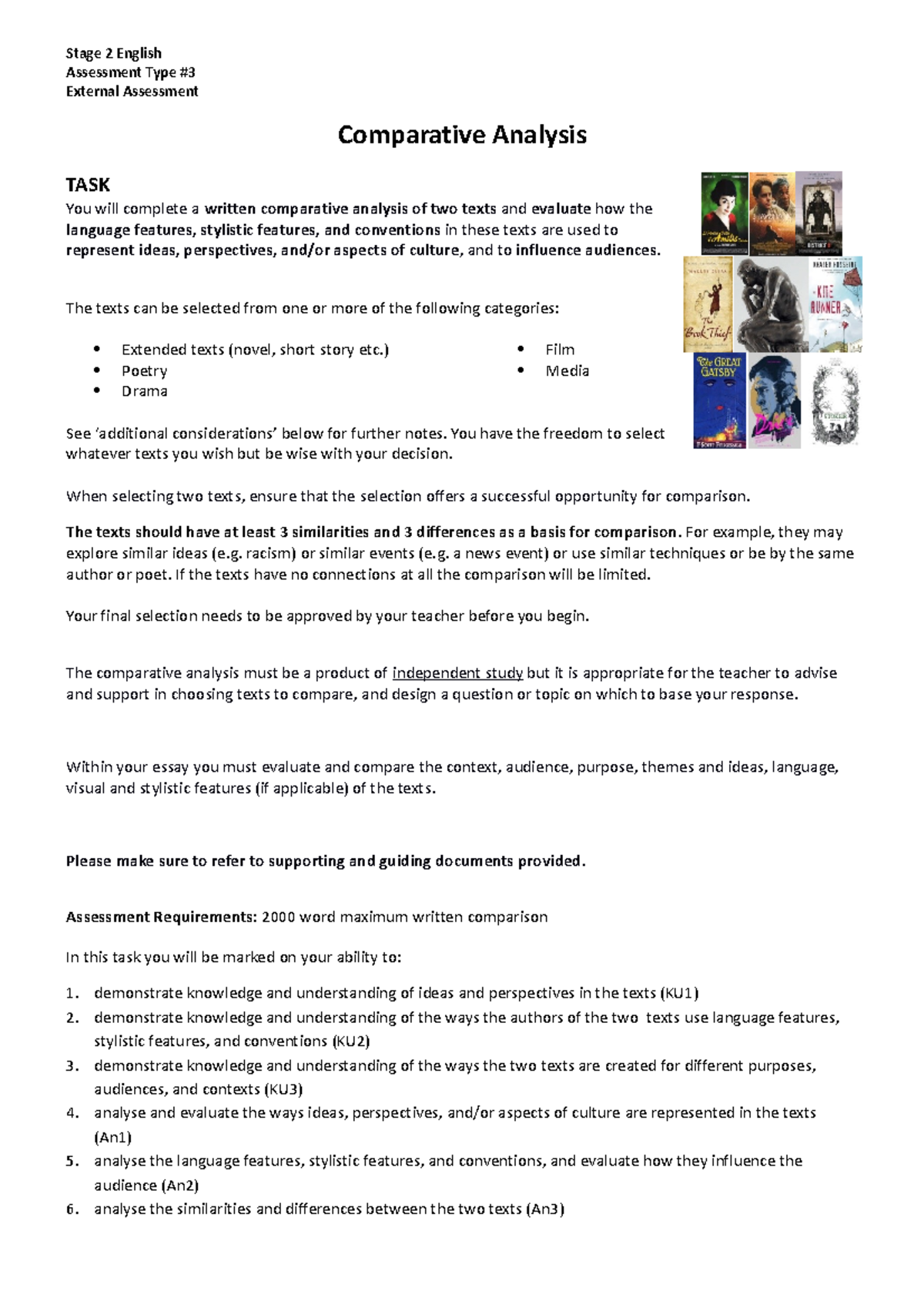 External Assessment Comparative Analysis Assignment Sheet 2023 - Stage ...