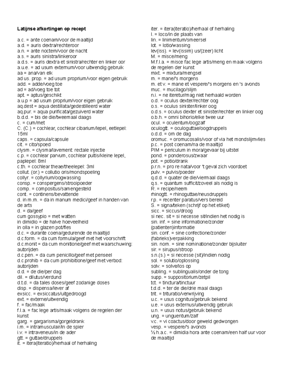 Latijnse Afkortingen op Recept: Belangrijke Terminologie en Betekenis ...