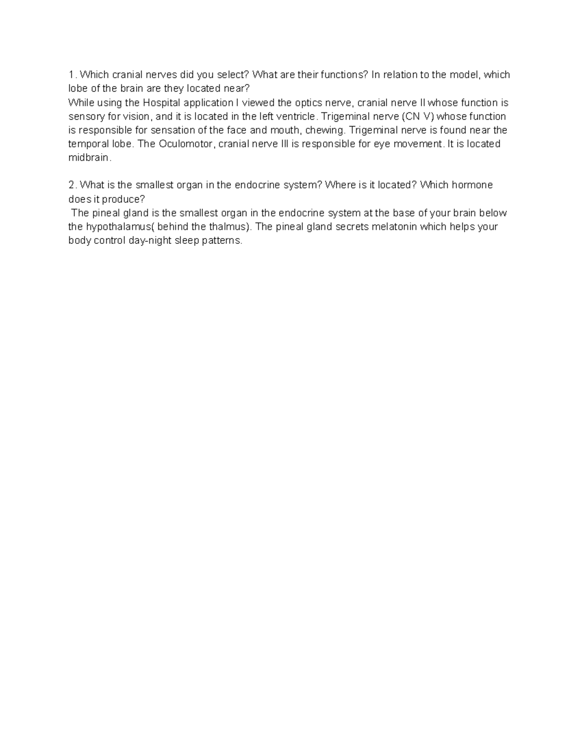 Week 4 Anatomy Lesson: Cranial Nerves & Endocrine Organs - Studocu