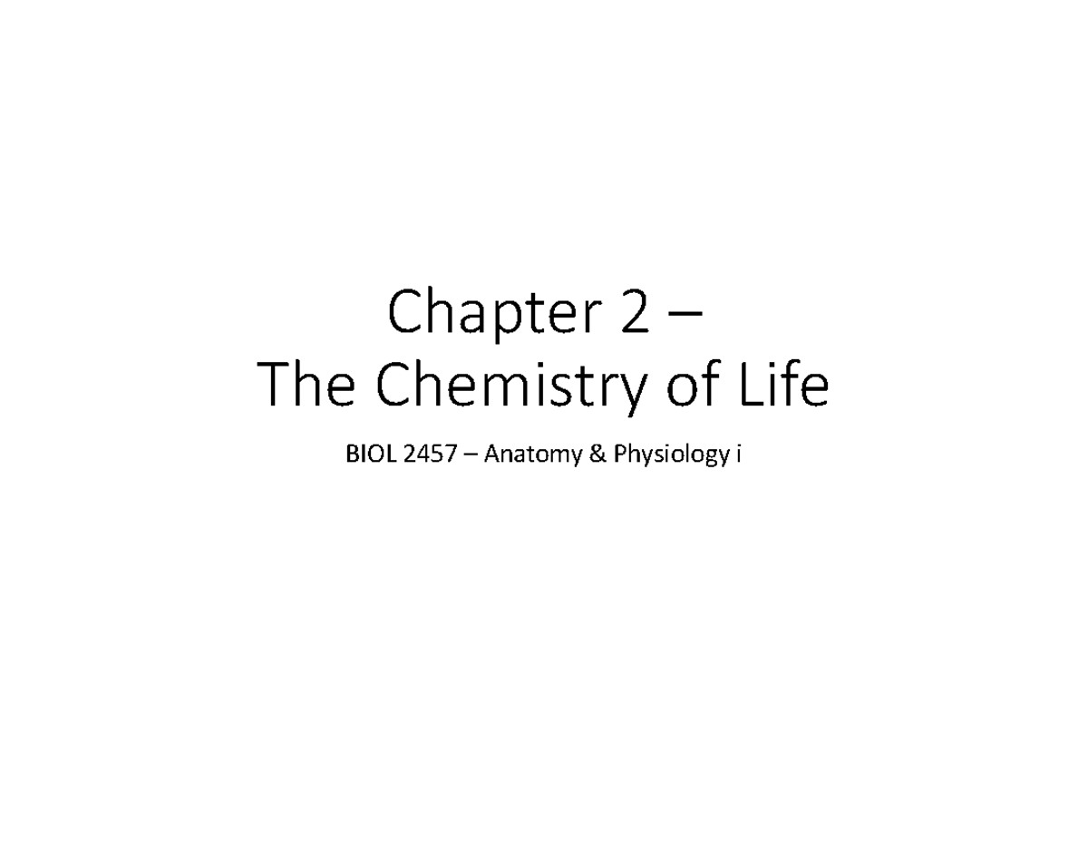 Chapter 2 - Chemistry of Life: BIOL 2457 Anatomy & Physiology Notes ...