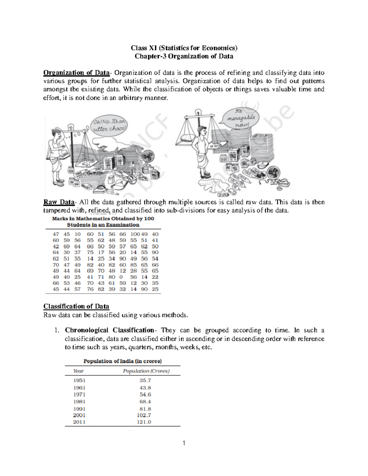 Ch.3 Organisation of Data - Class XI (Statistics for Economics) Chapter ...