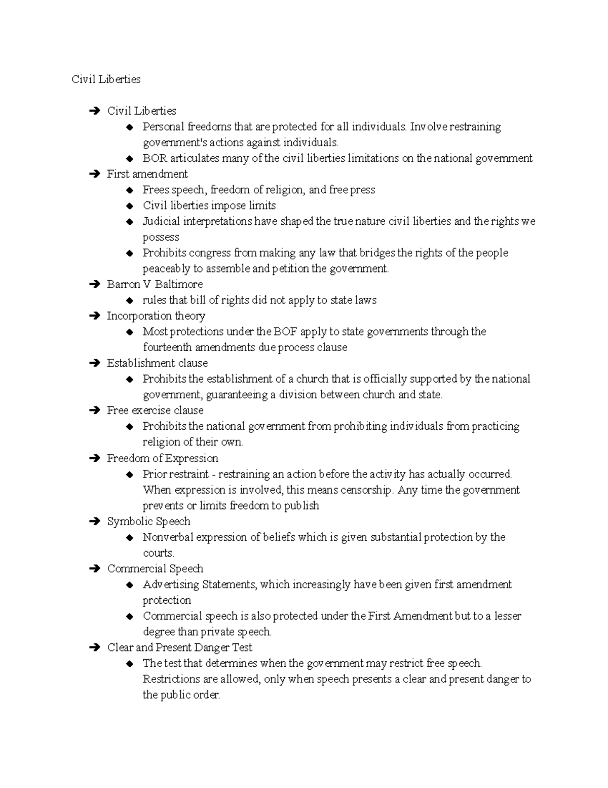 Civil Liberties Test - Google Docs - Civil Liberties Civil Liberties ...