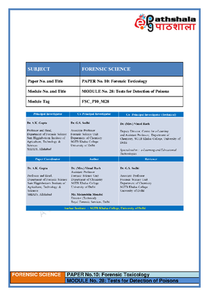 [Solved] 5 th sem bsc forensic science forensic toxicology - Forensic ...