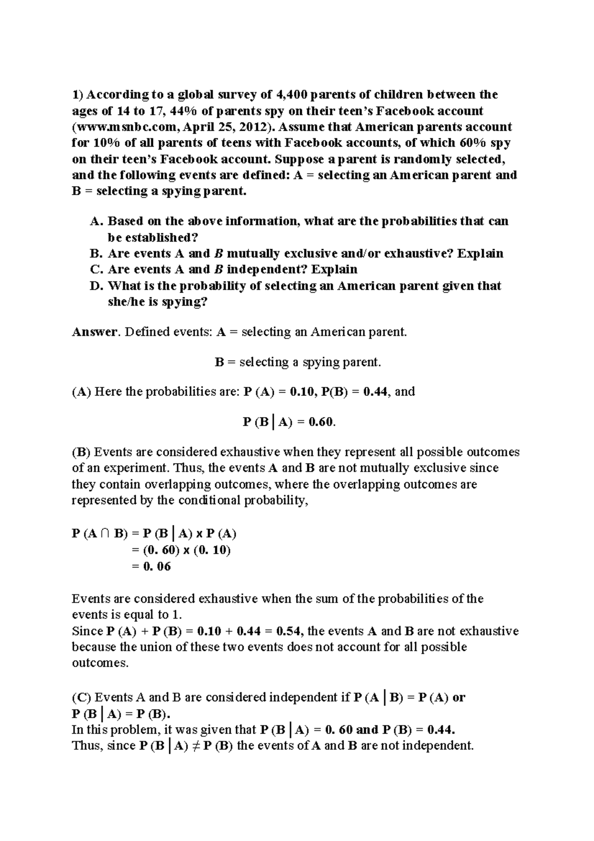 Statistics Assignment 2 - Analyzing Parent Spying and Teen Smoking ...