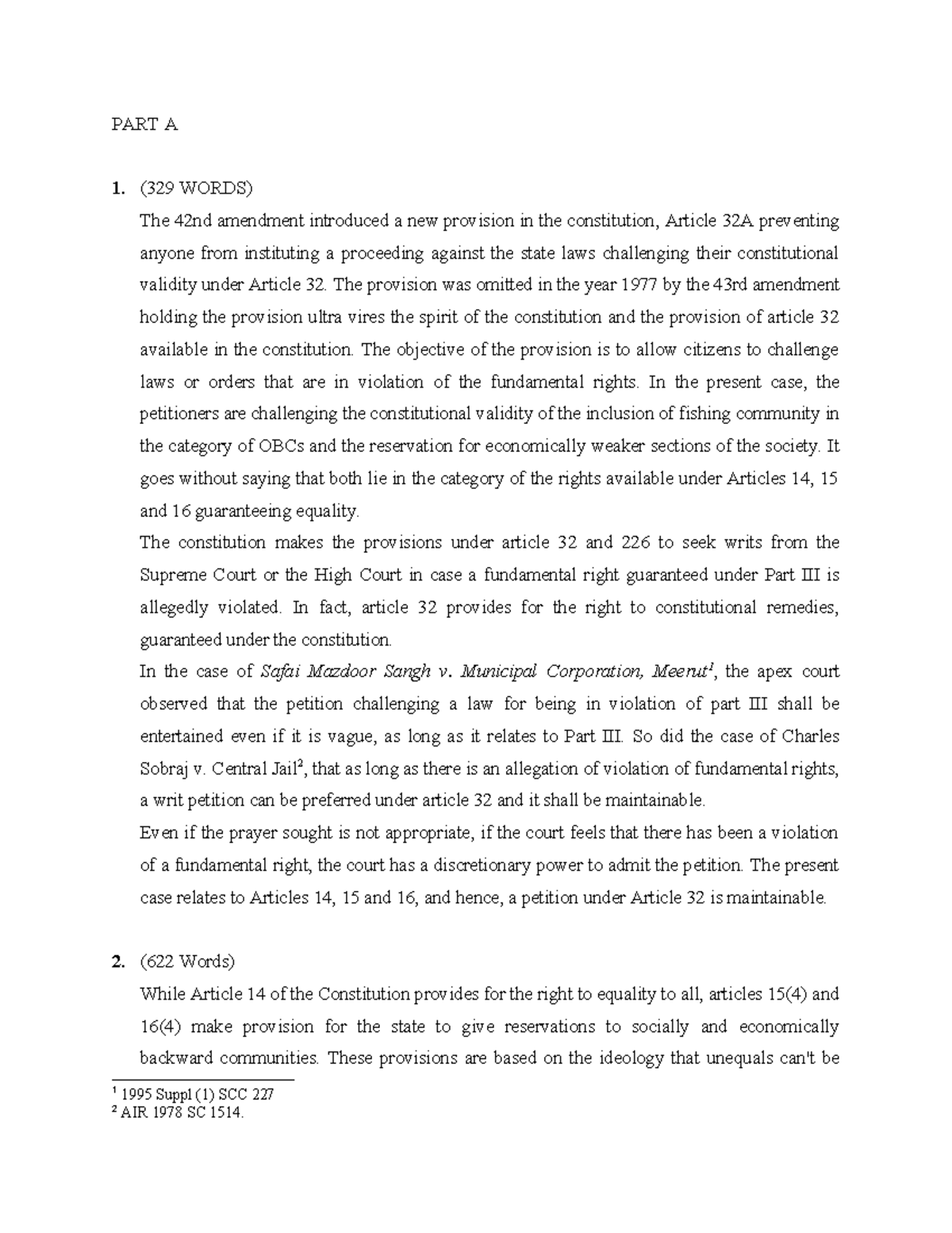 Constitutional Law I (2001 0499) - Key Cases and Amendments Analysis ...