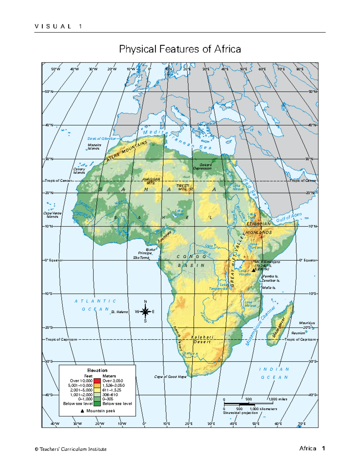 Africa Mapping Lab Visuals - Physical Features of Africa Mt ...