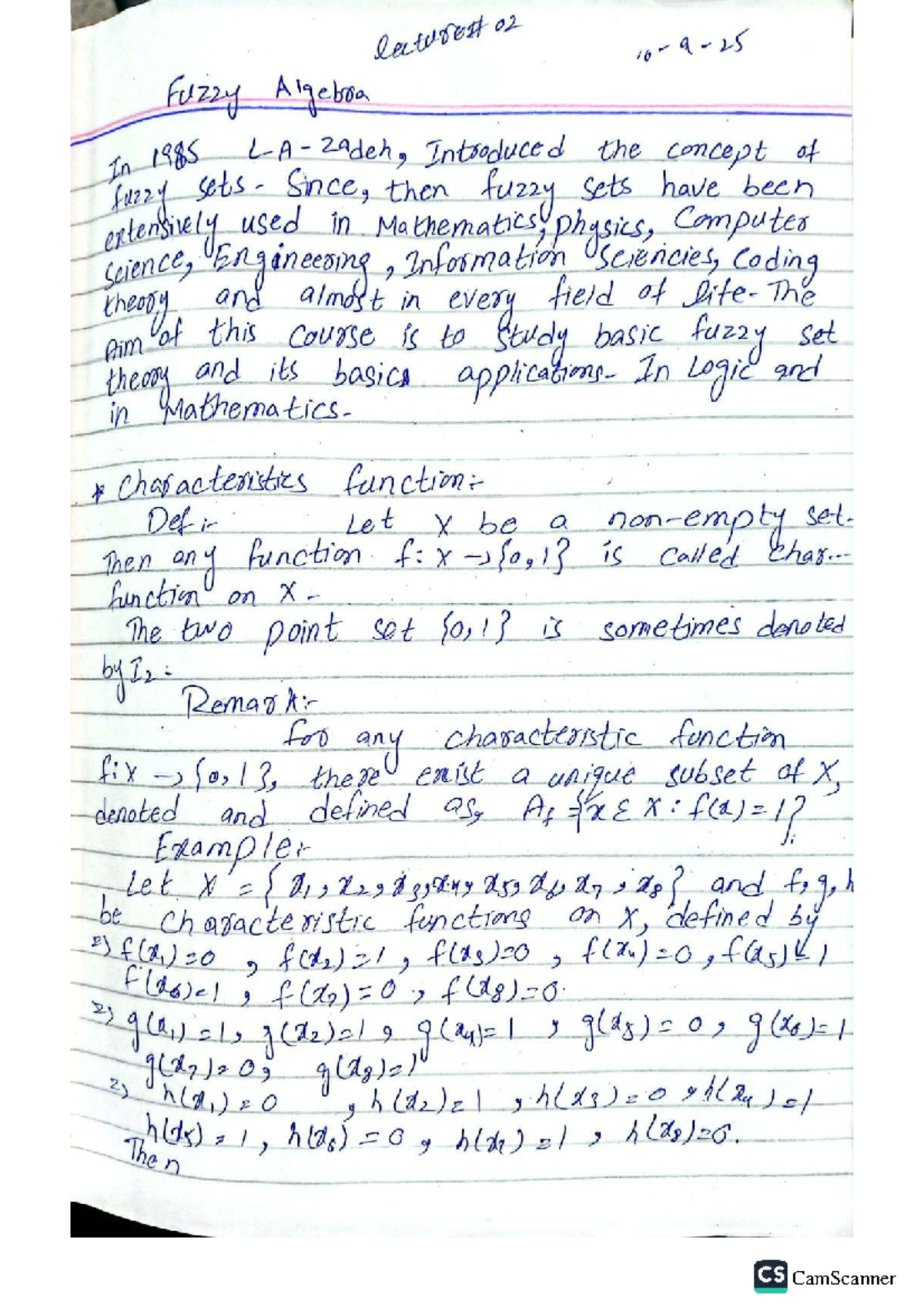 Fuzzy Algebra - Lecture Notes (Course Code: L02) - Studocu
