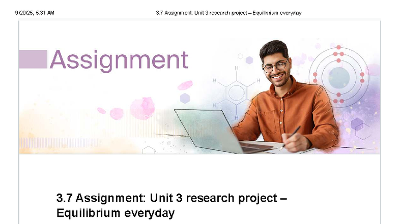 SCH4U 3.7 Assignment: Research Project on Equilibrium in Everyday Life ...