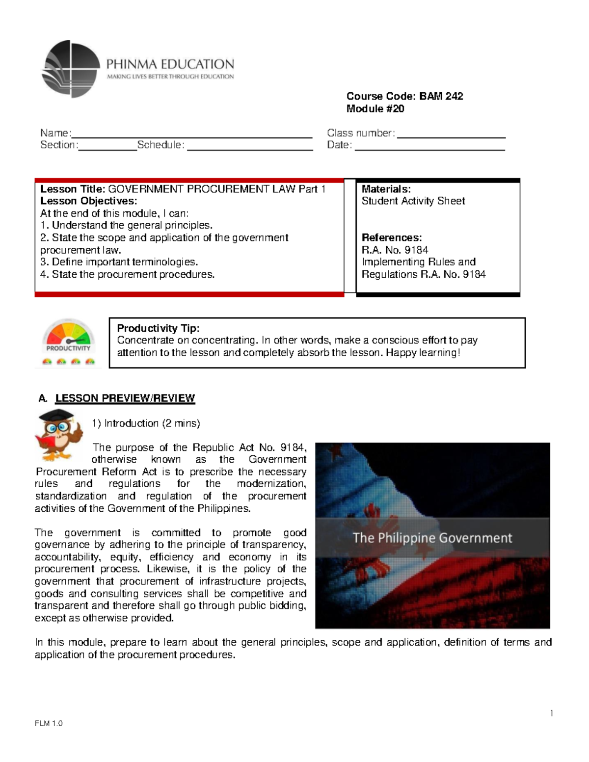 BAM 242 Lesson: Understanding Government Procurement Law Part 1 - Studocu