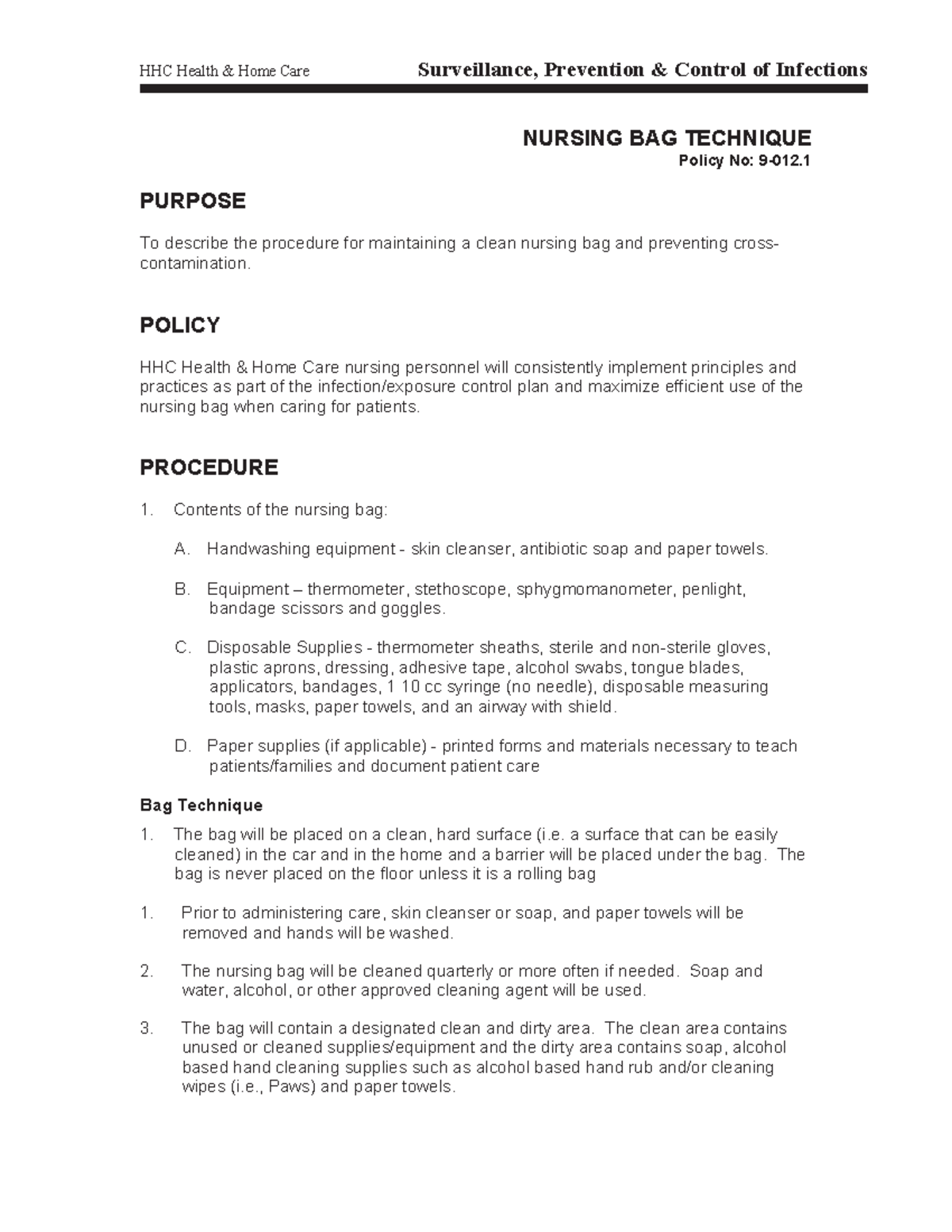 Nursing bag technique - article to read - HHC Health & Home Care ...