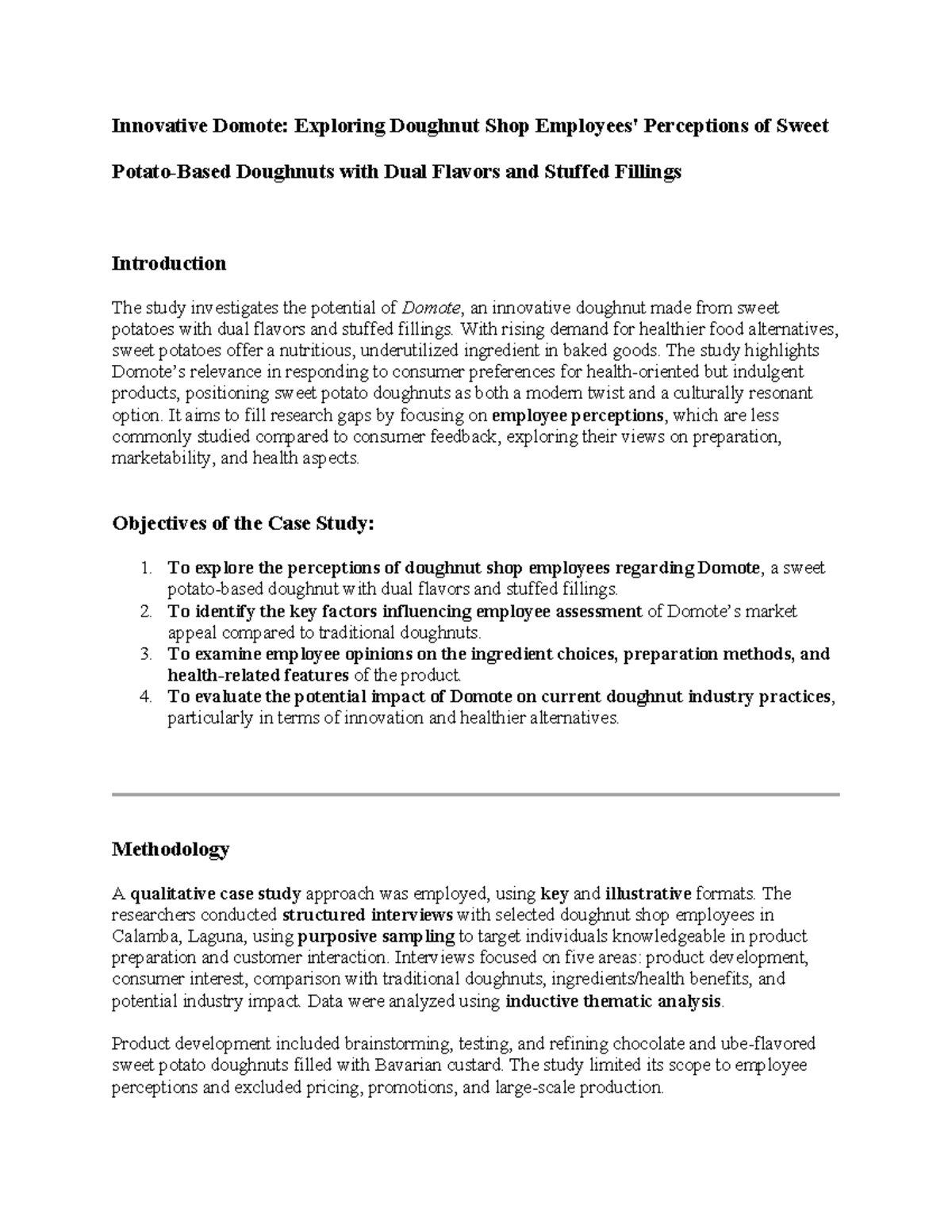 Innovative Case Study: Employee Perceptions of Domote Doughnuts (III ...