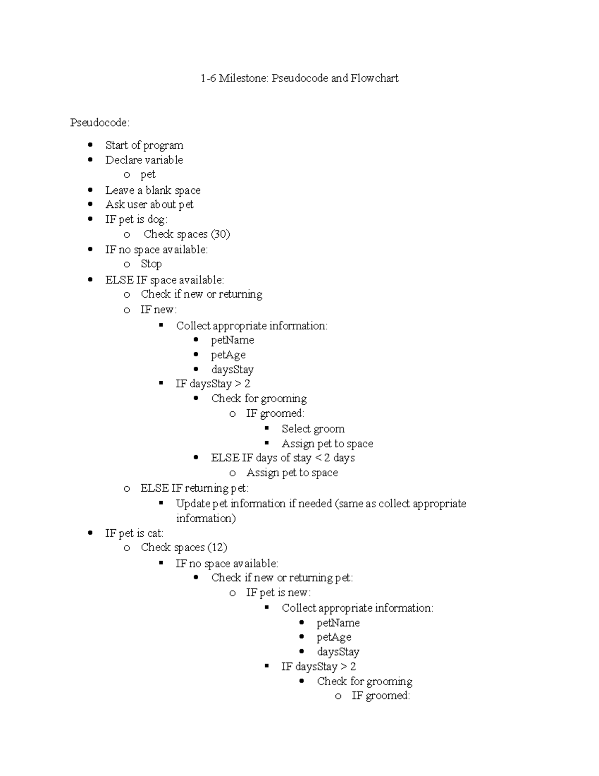 IT-145 1-6 Milestone: Pseudocode and Flowchart Overview - Studocu