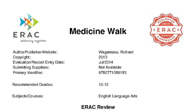 English 10-12: Medicine Walk Novel Study & Social Considerations - Studocu