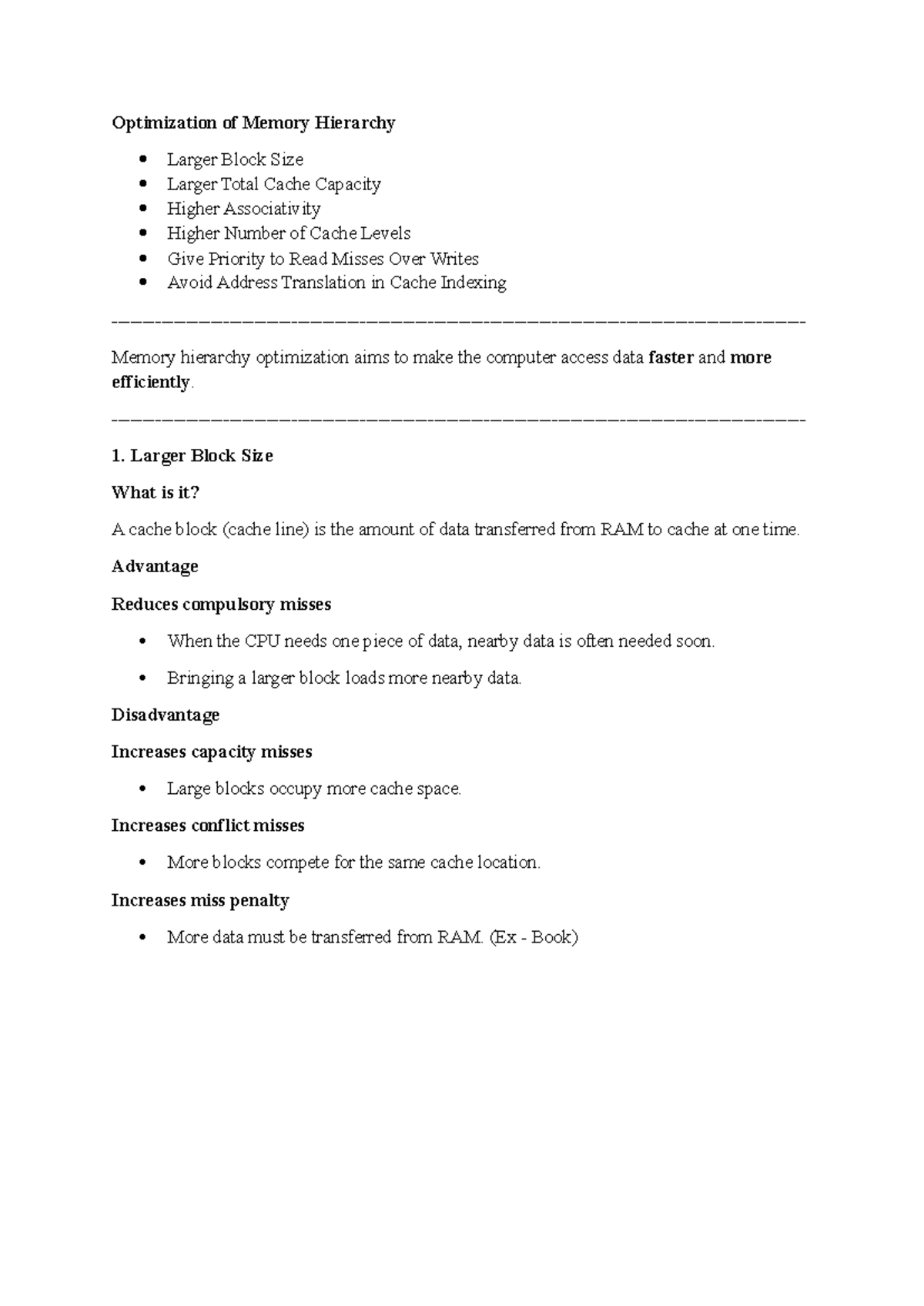 Optimization of Memory Hierarchy - Unit I Notes - Studocu